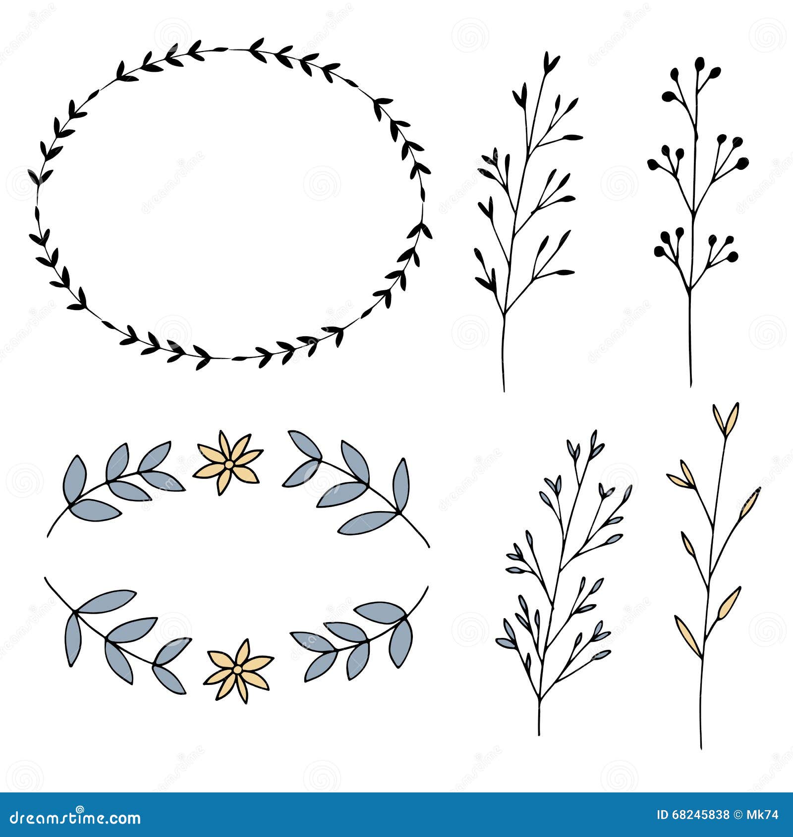Floral simple frames stock vector. Illustration of hand - 68245838