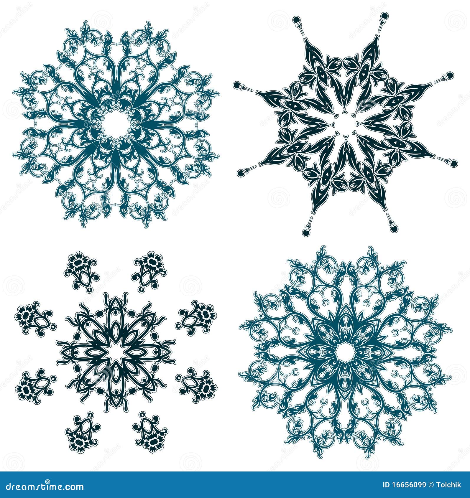 Floral snowflakes, stock vector. Illustration of flower - 16656099