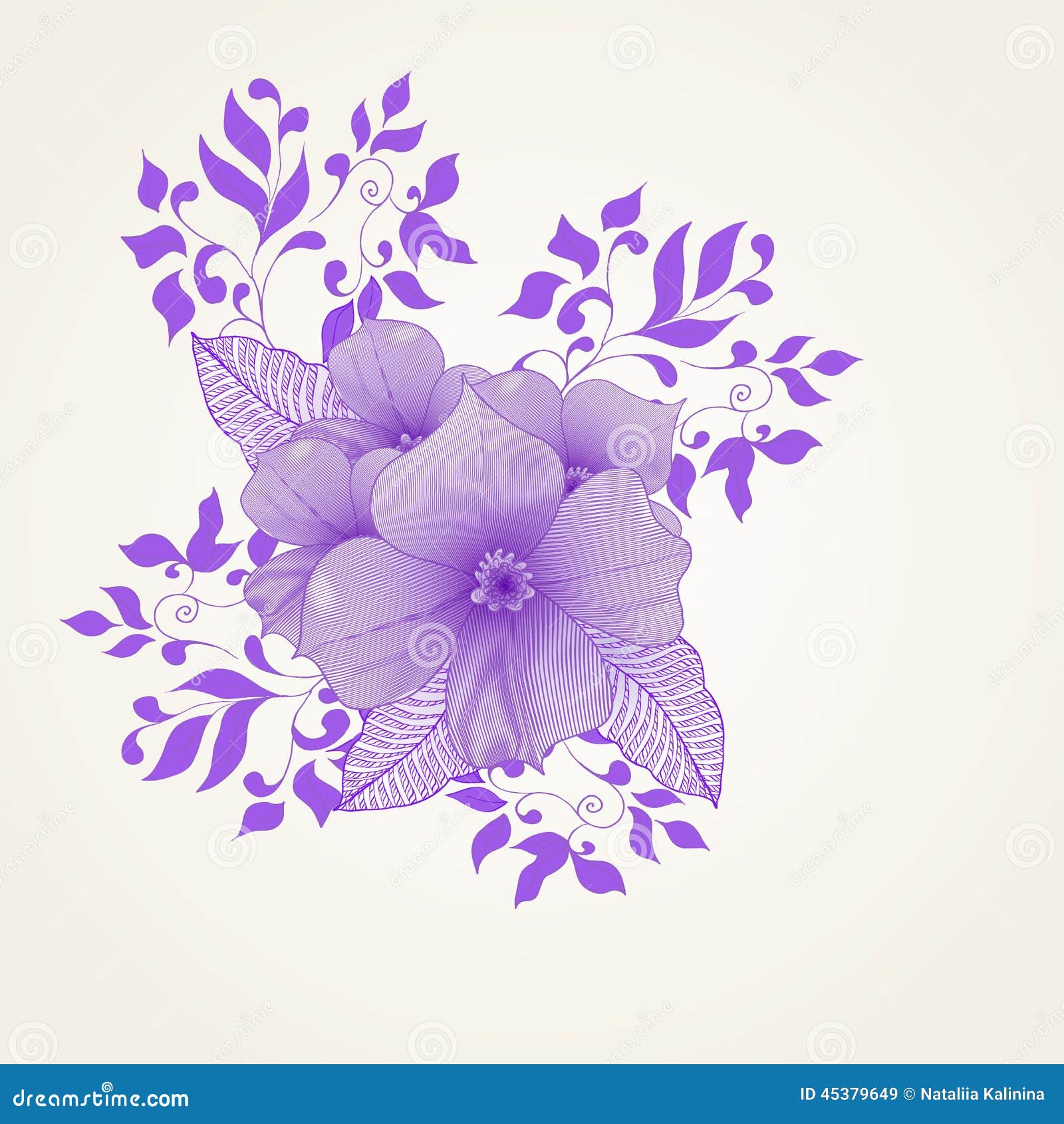Floral Spring Background with Swirls and Flowers Stock Vector ...