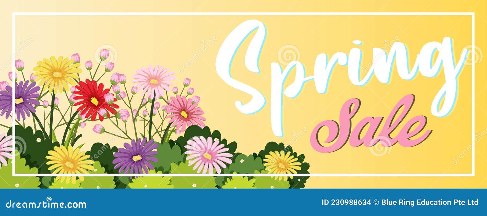Floral Spring Banner Template Stock Vector - Illustration of clip ...