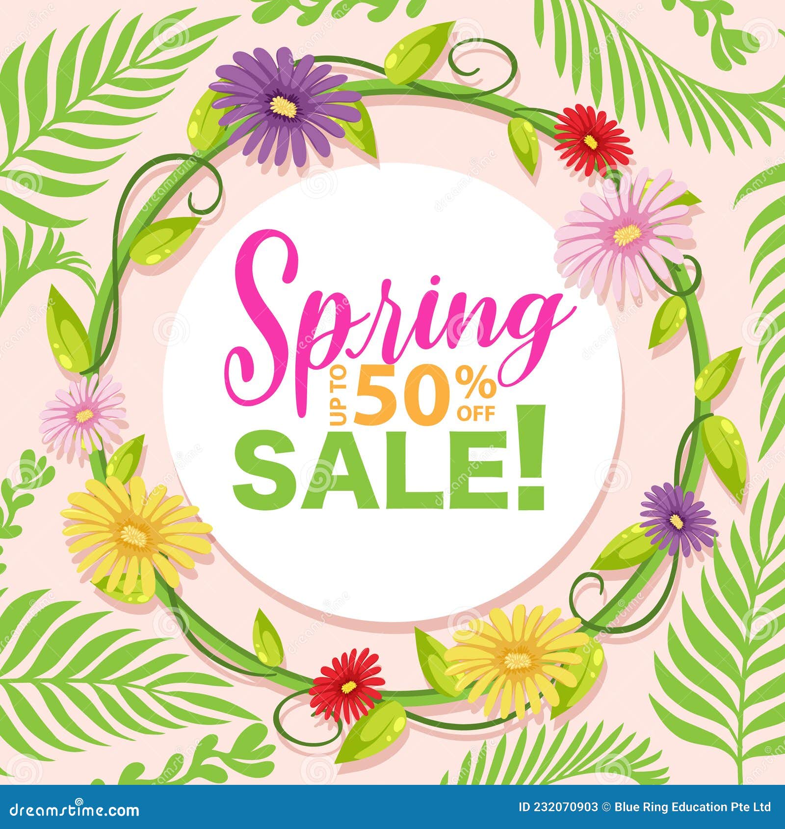 Floral Spring Banner Template Stock Vector - Illustration of decor ...