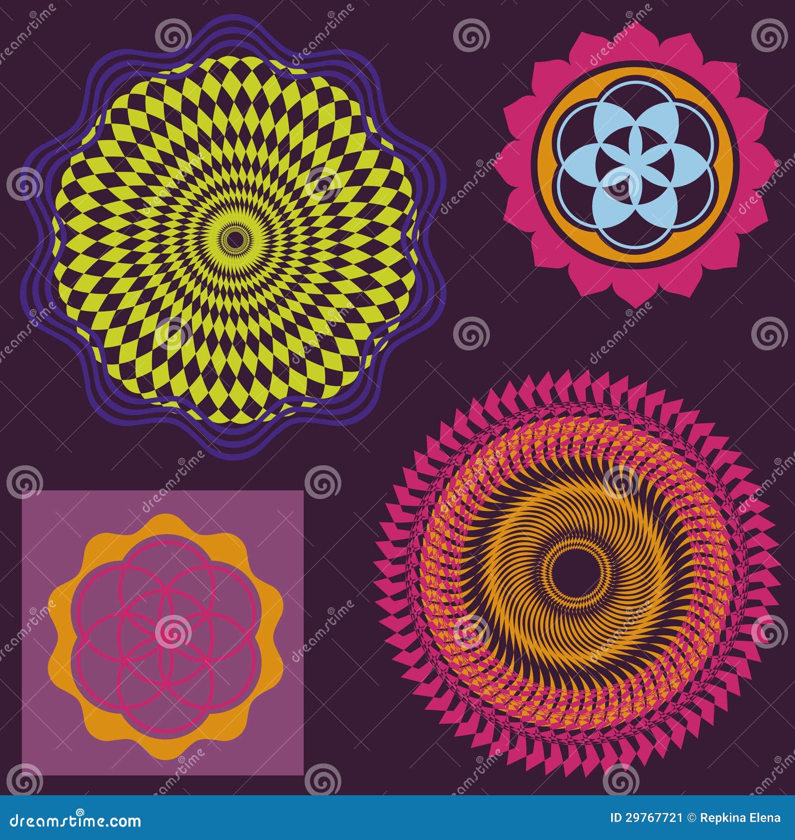 Color Mandalas and Optical Illusions Stock Vector - Illustration of ...