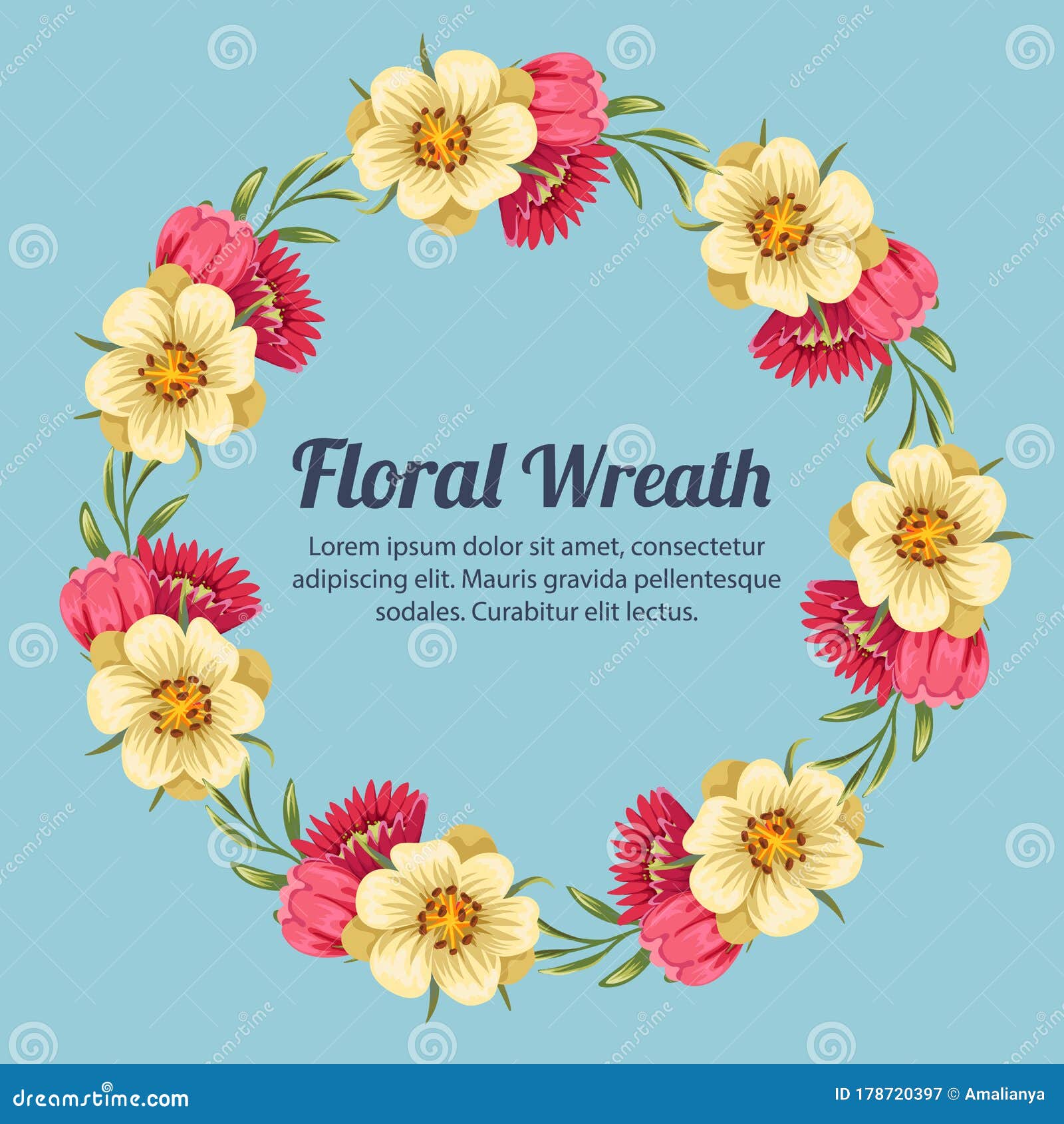 Floral Spring Garland Frame Round Decorative Stock Vector ...