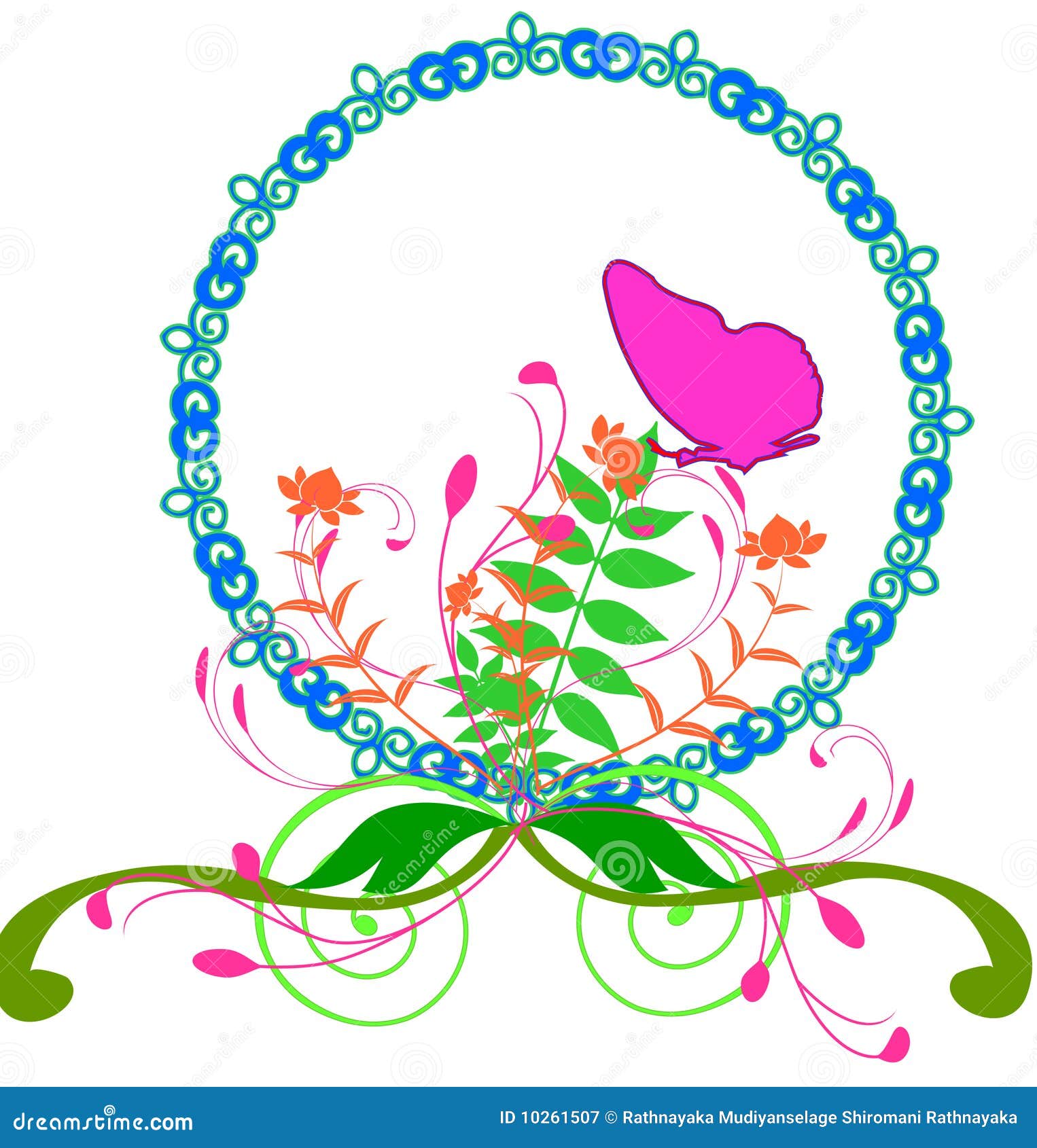 Floral spring oval border stock illustration. Illustration of floral ...