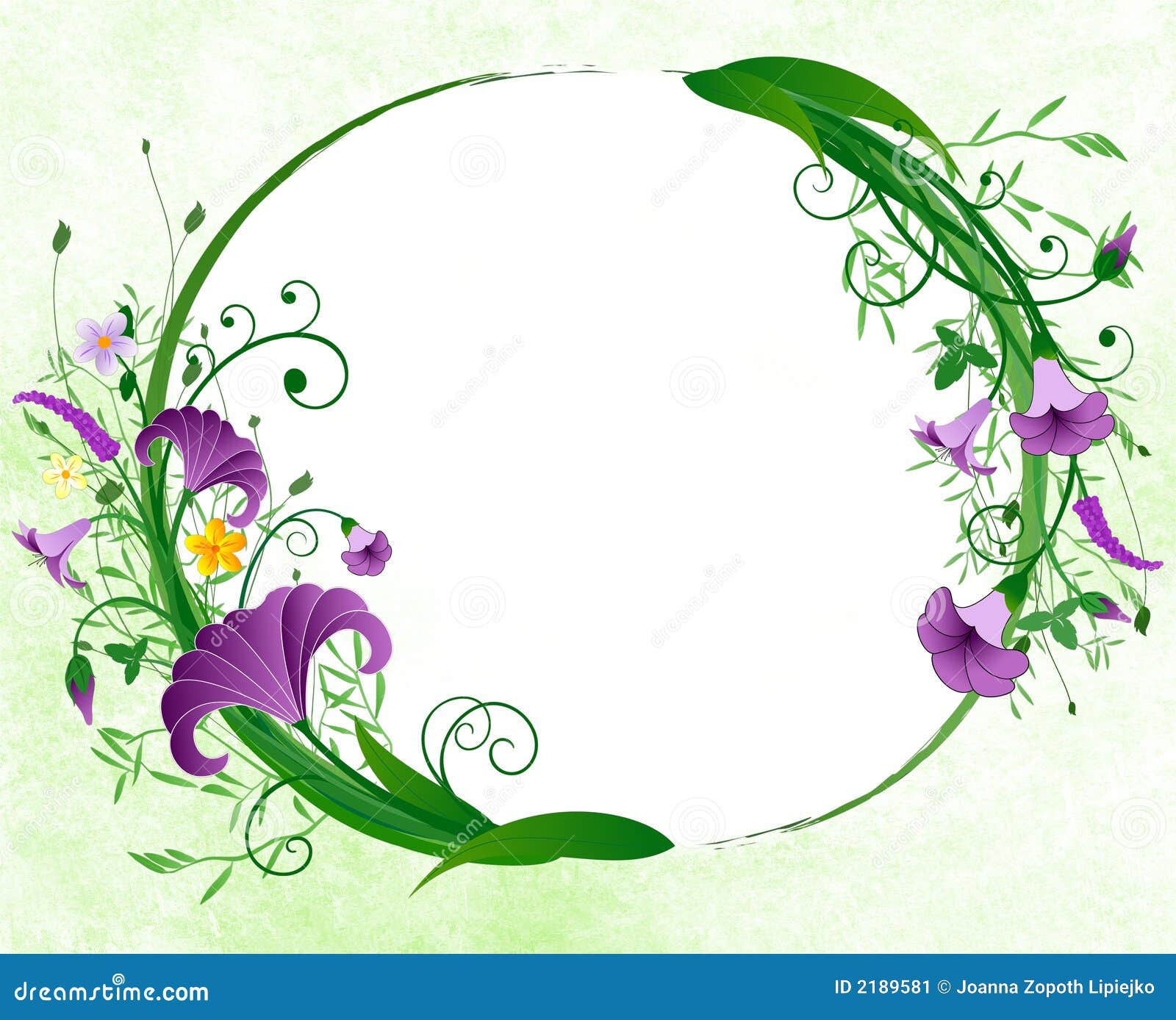 Floral spring oval border stock illustration. Illustration of summer ...