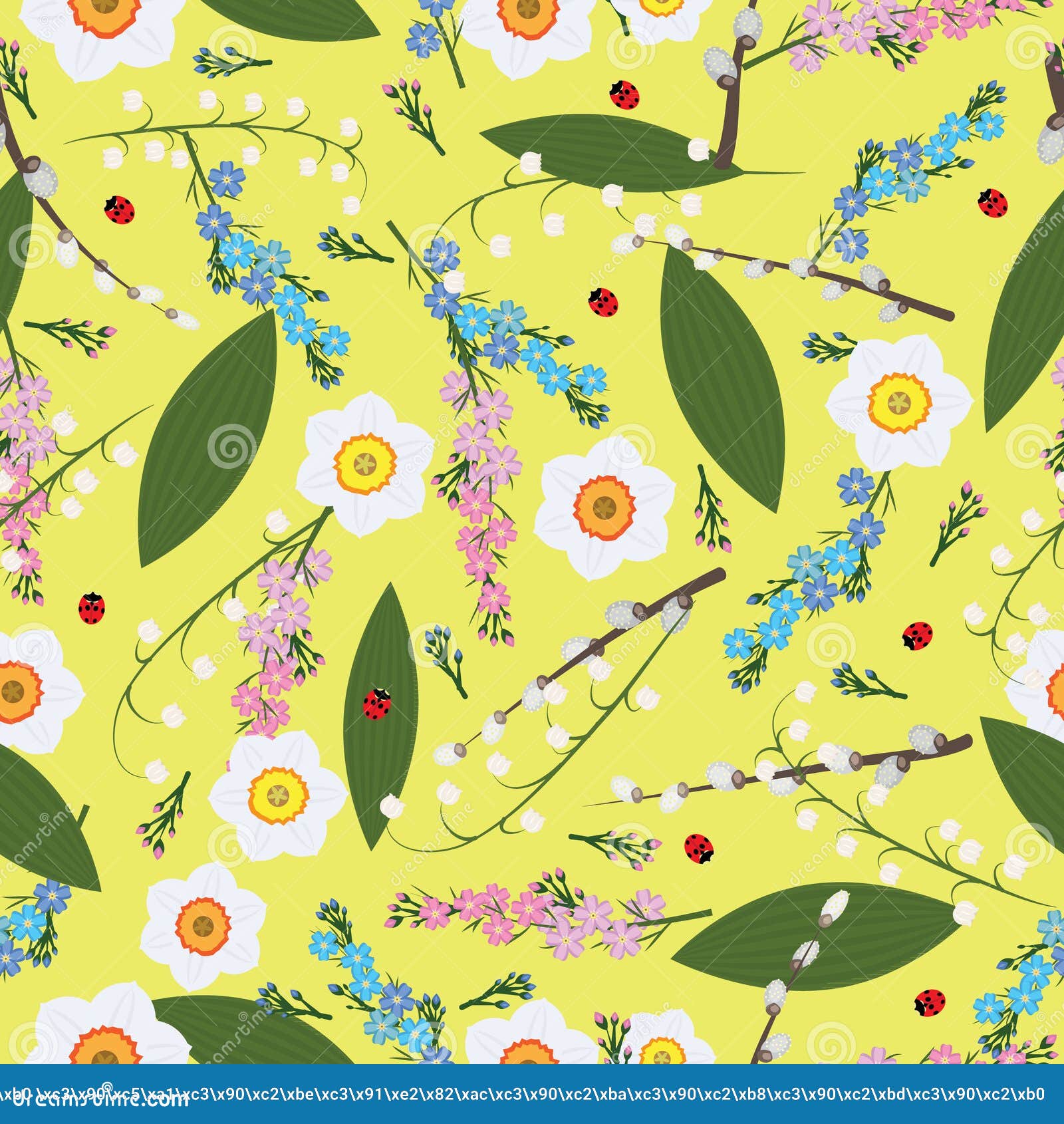 Floral Spring Seamless Vector Background Stock Vector - Illustration of ...