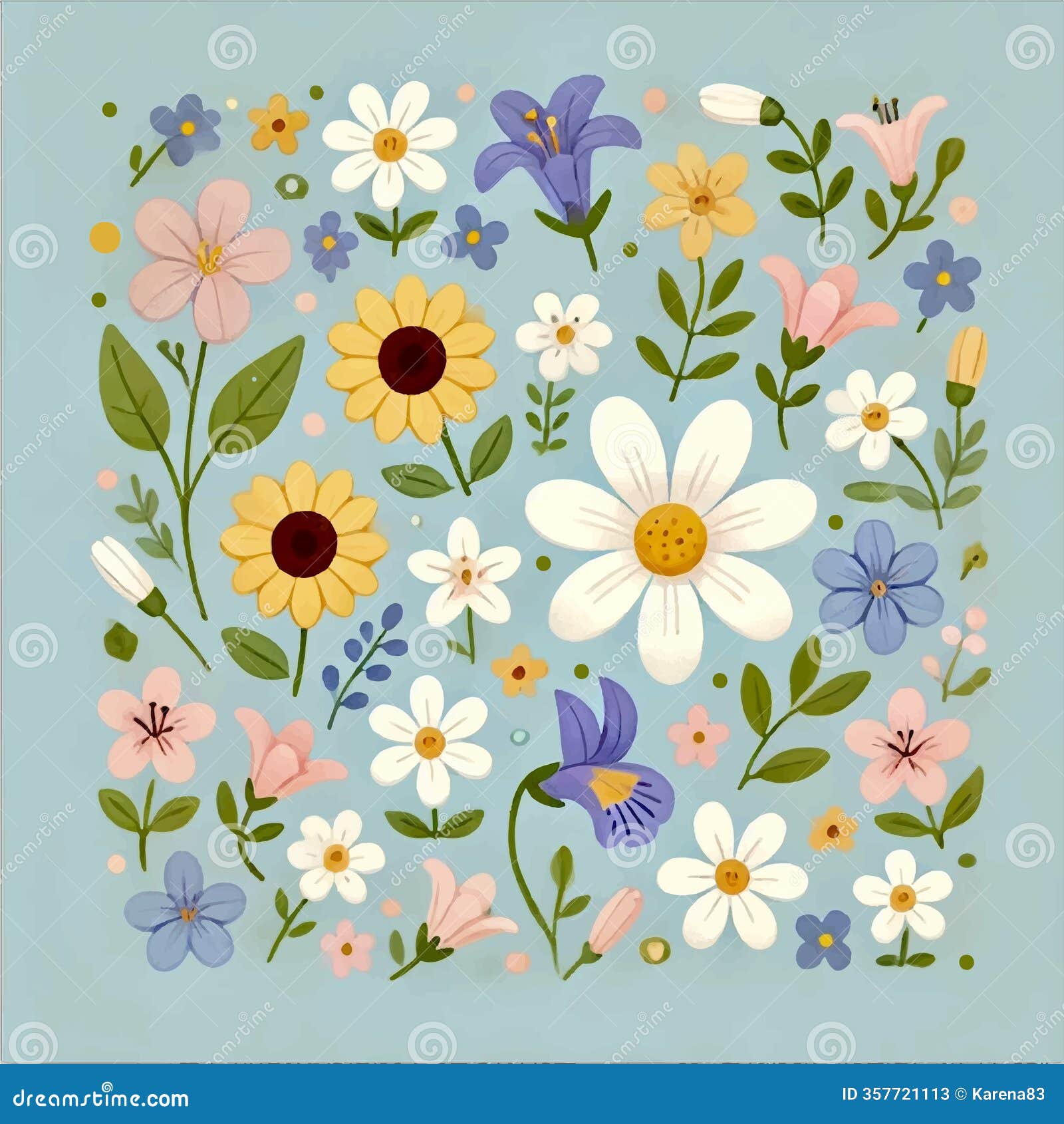 FLORAL SQUARE BACKGROUND PRINT in VECTOR Stock Illustration ...