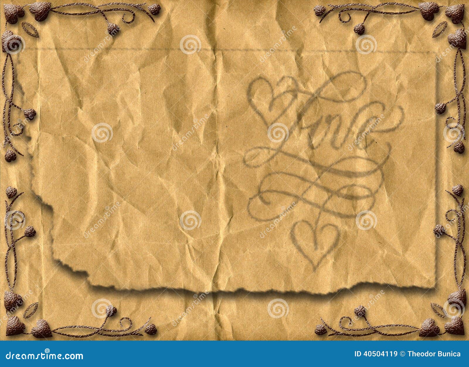 Love. Floral Style Old Paper Texture Background Royalty-Free Stock ...