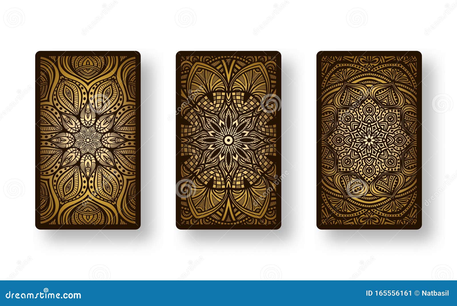 Floral Stylized Golden Pattern. Collection Back Side of Cards Stock ...