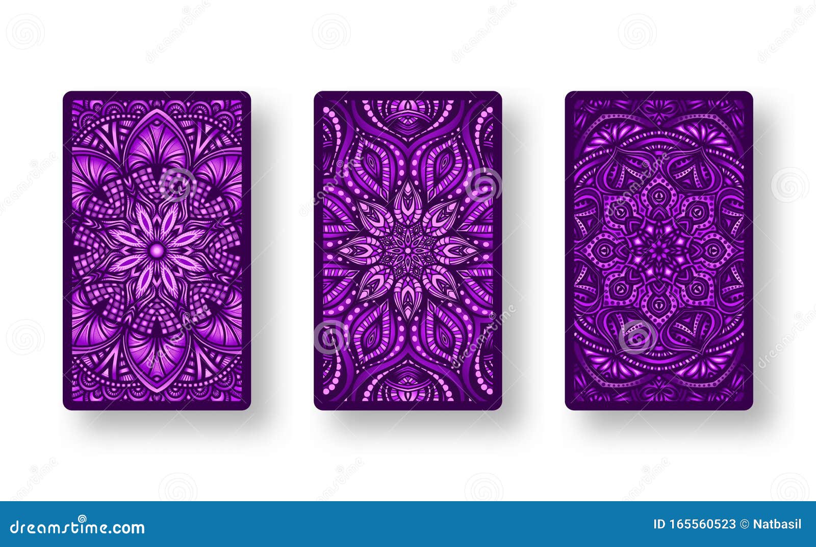 Floral Stylized Purple Pattern. Collection Back Side of Cards Stock ...