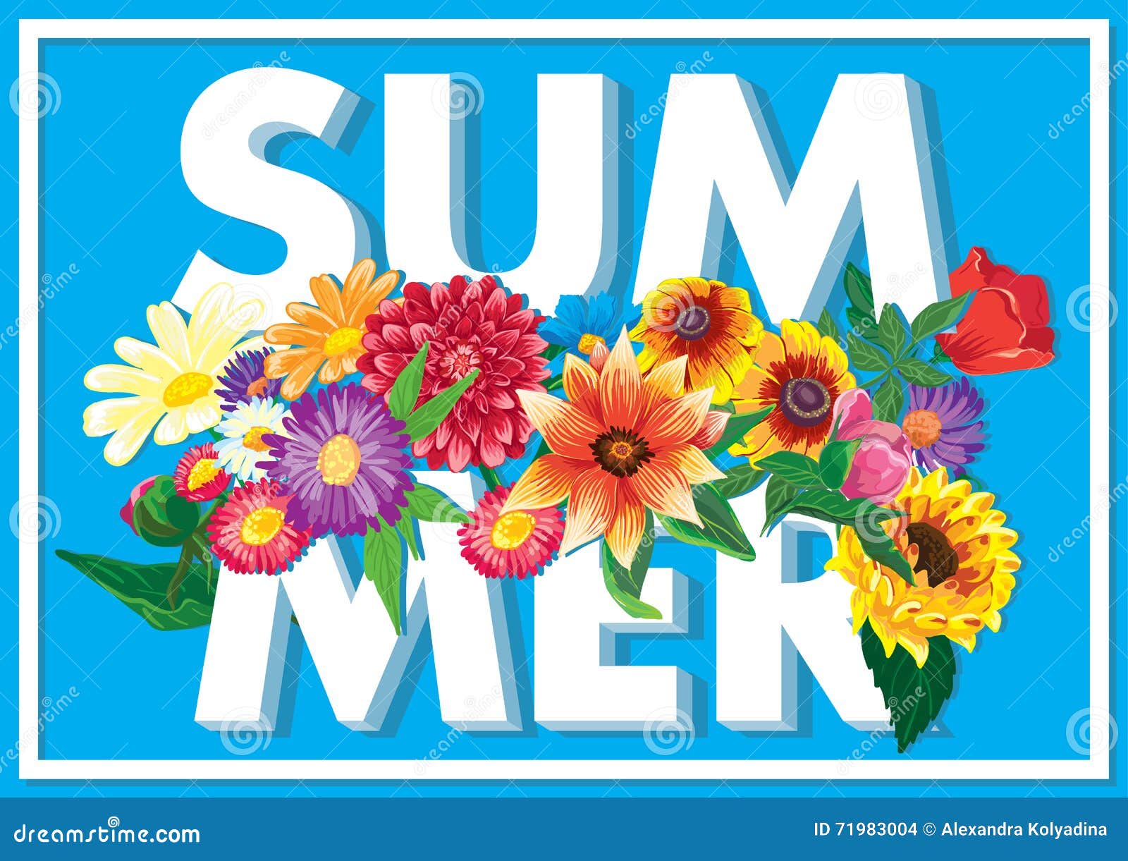 Floral Summer Graphic Design Stock Vector - Illustration of card, leaf ...
