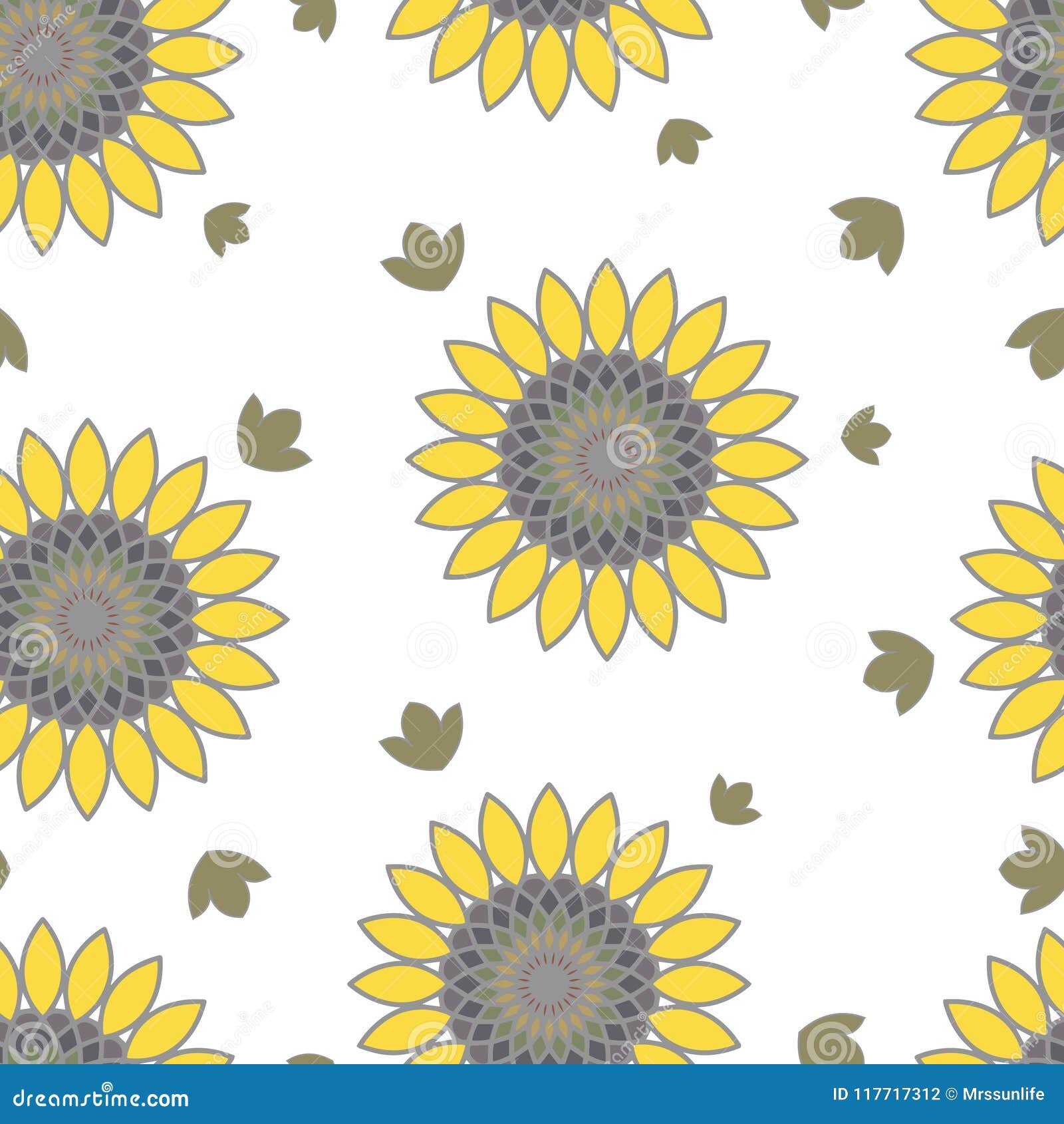 Floral Summer Seamless Pattern of Sunflowers Stock Vector ...
