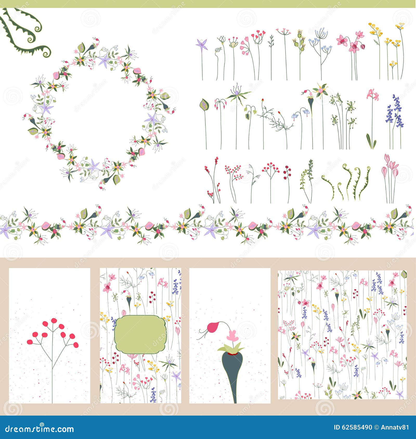 Floral summer templates. stock vector. Illustration of delicate - 62585490