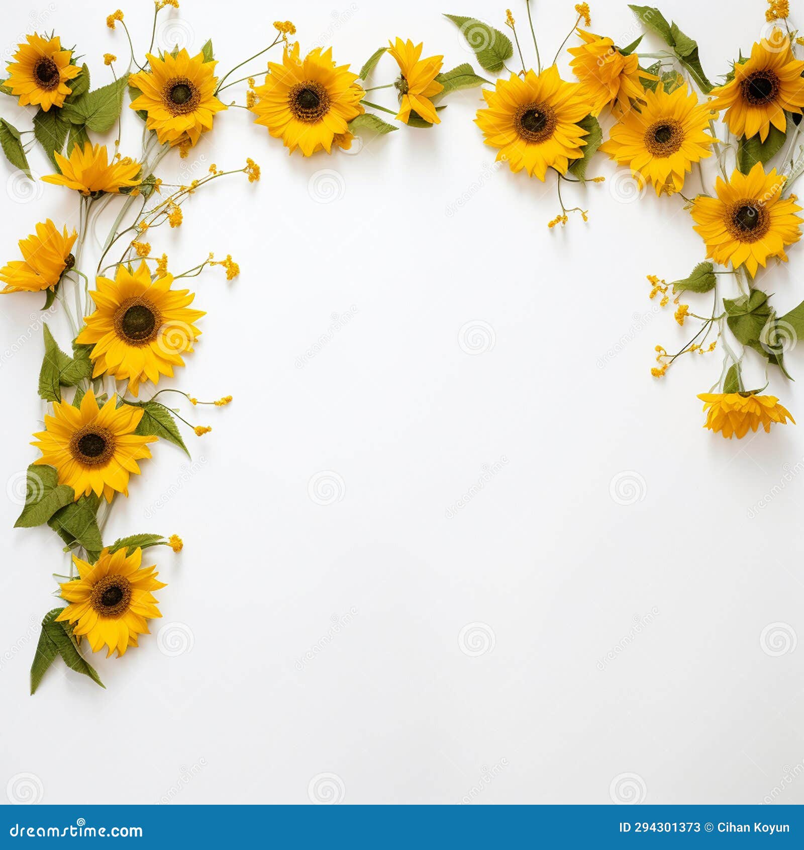 Floral sunflower border stock image. Image of beautiful - 294301373