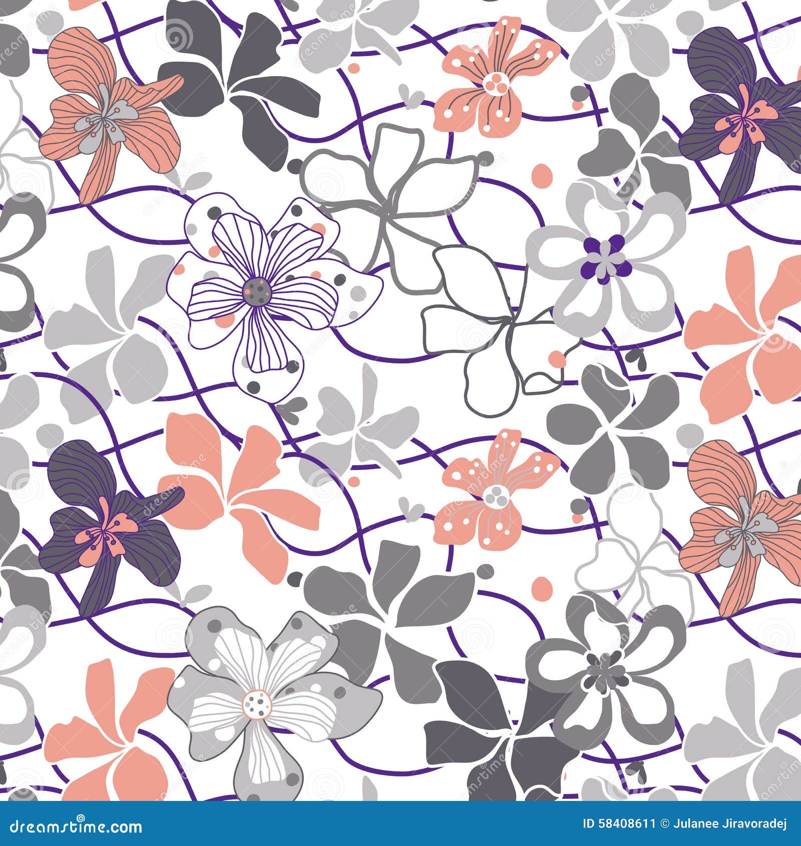 Floral in sunset. stock vector. Illustration of petals - 58408611