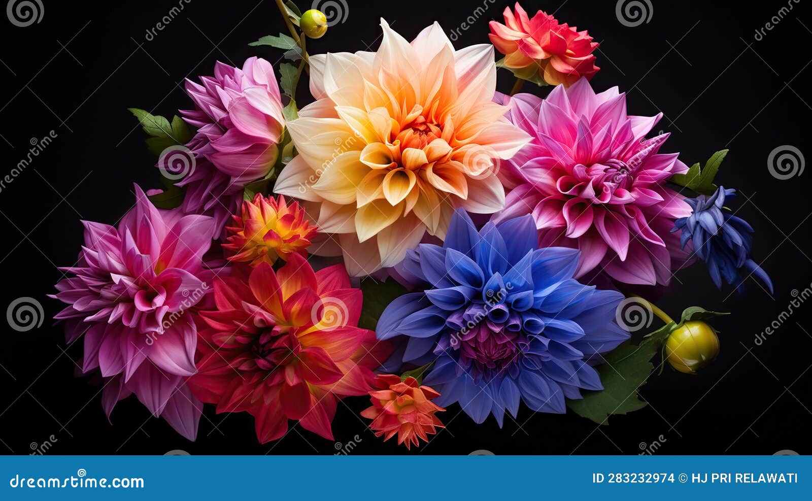 Floral Symphony. Harmonious Blend of Colorful Blooms Stock Illustration ...