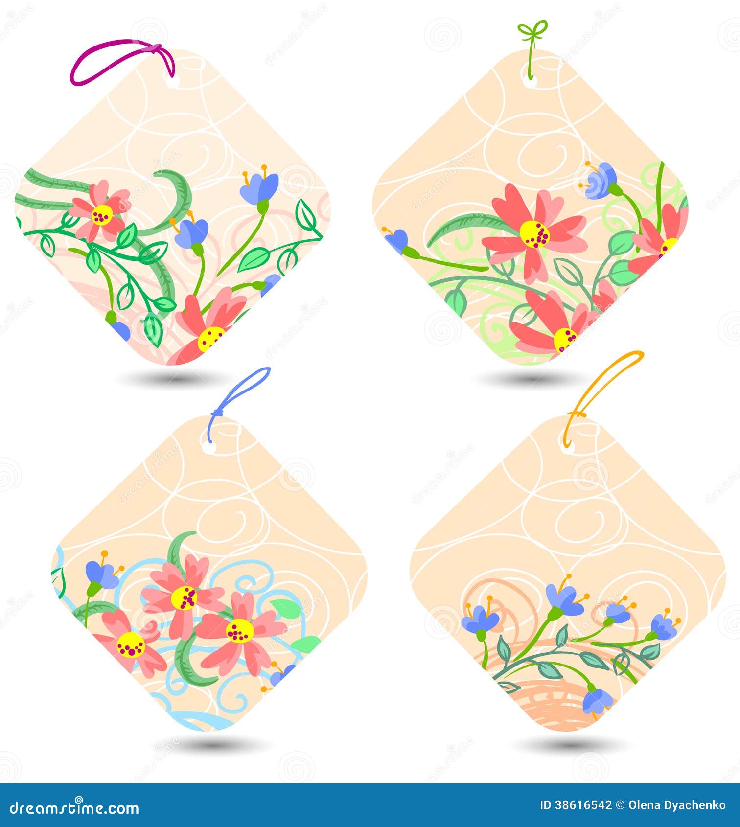 Floral tags stock illustration. Illustration of frame - 38616542