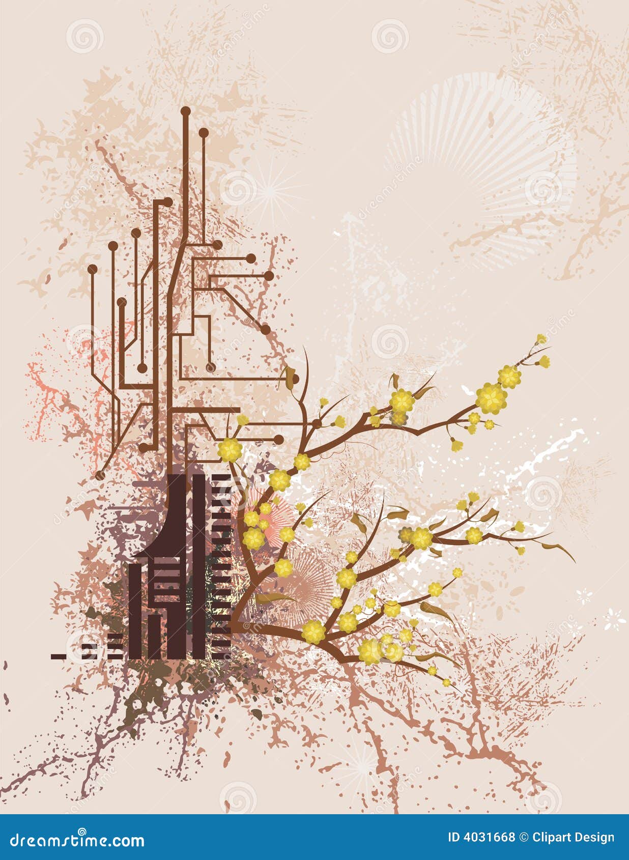 Floral Technical Background Stock Vector - Illustration of elements ...