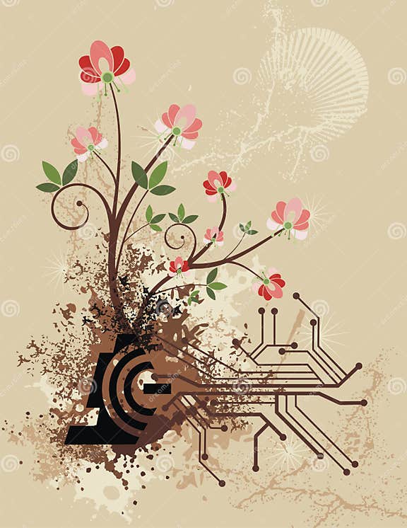 Floral Technical Background Stock Vector - Illustration of abstract ...