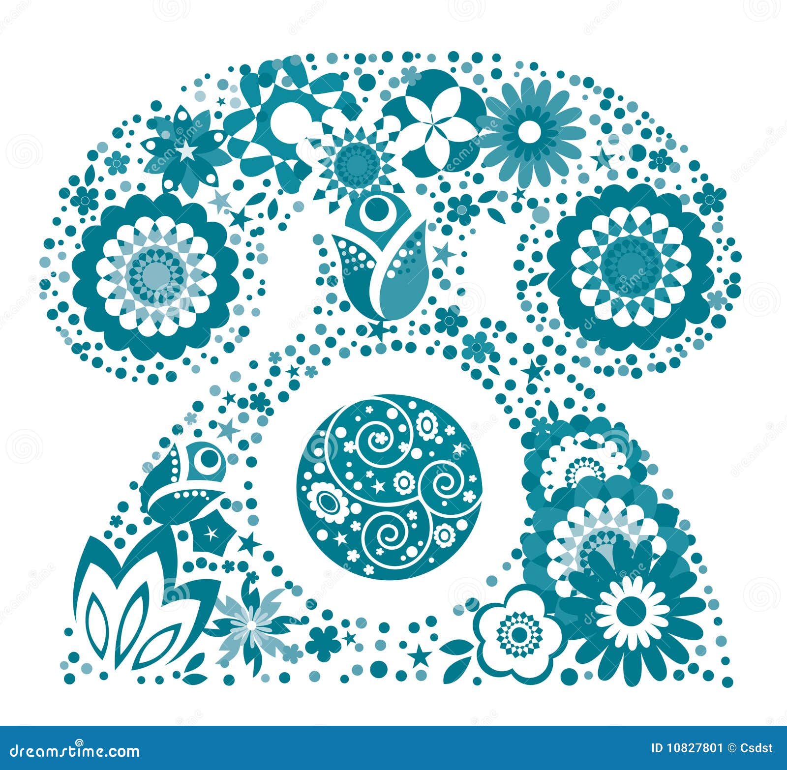 Floral telephone stock vector. Illustration of outline - 10827801