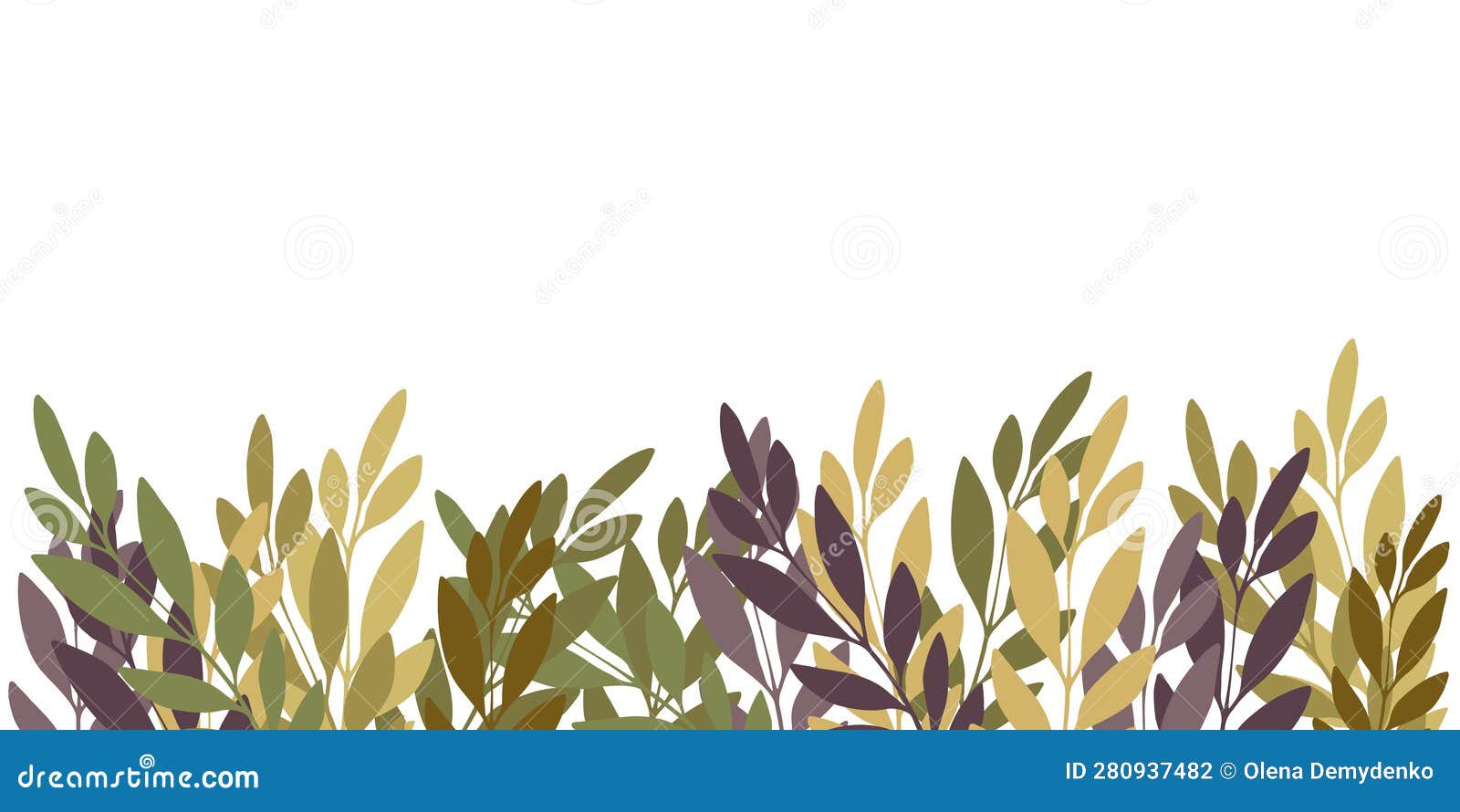 Floral Template with Abstract Olive Branches on a White Background ...