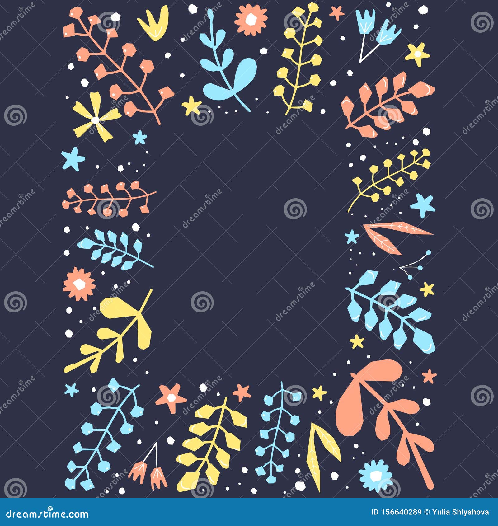 Floral Text Frame Vector Template. Stock Vector - Illustration of ...
