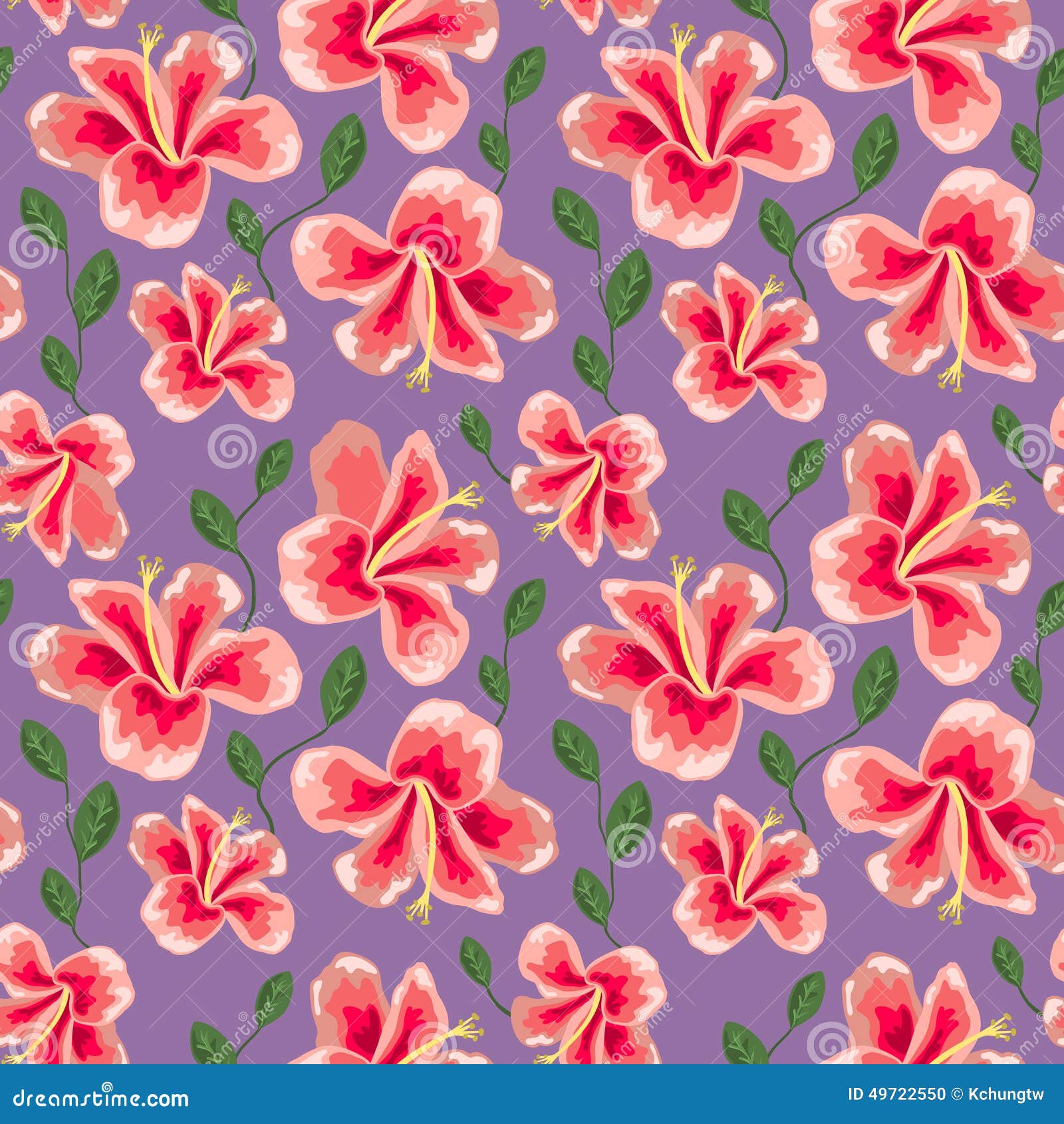 Floral Texture with Stylish Seamless Hibiscus Pattern Stock Vector ...