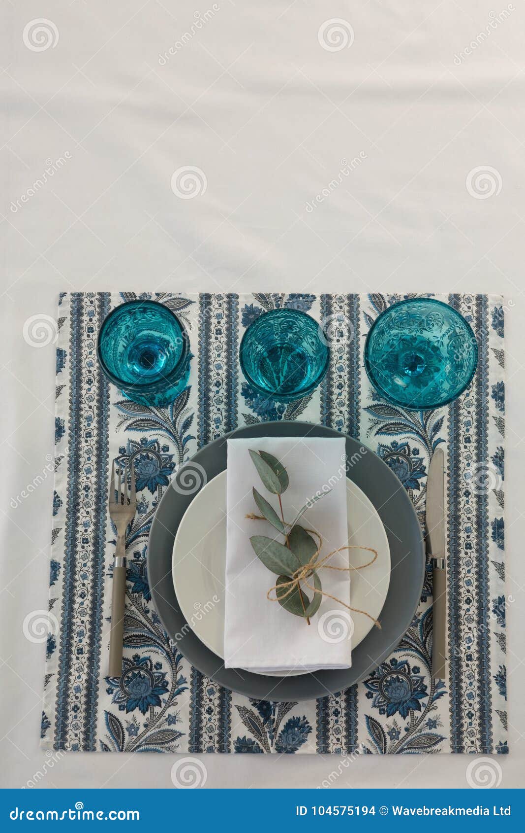 Floral theme table setting stock photo. Image of closeup - 104575194