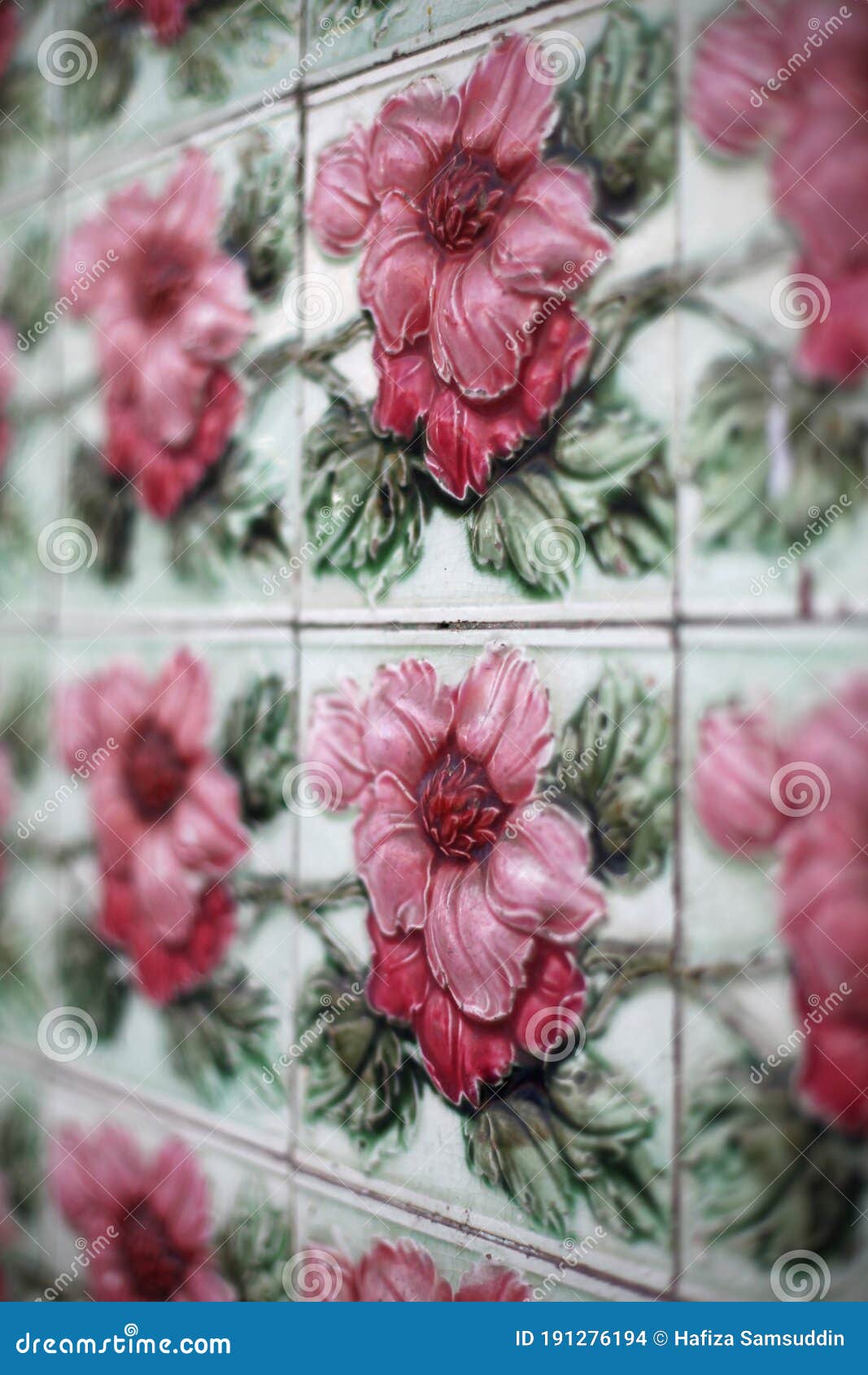 Floral Tiles on Wall. Decorative Background Design Stock Photo - Image ...