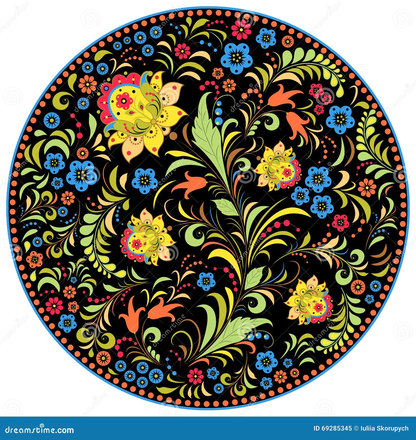 Floral Traditional Russian Pattern Stock Vector - Illustration of ...
