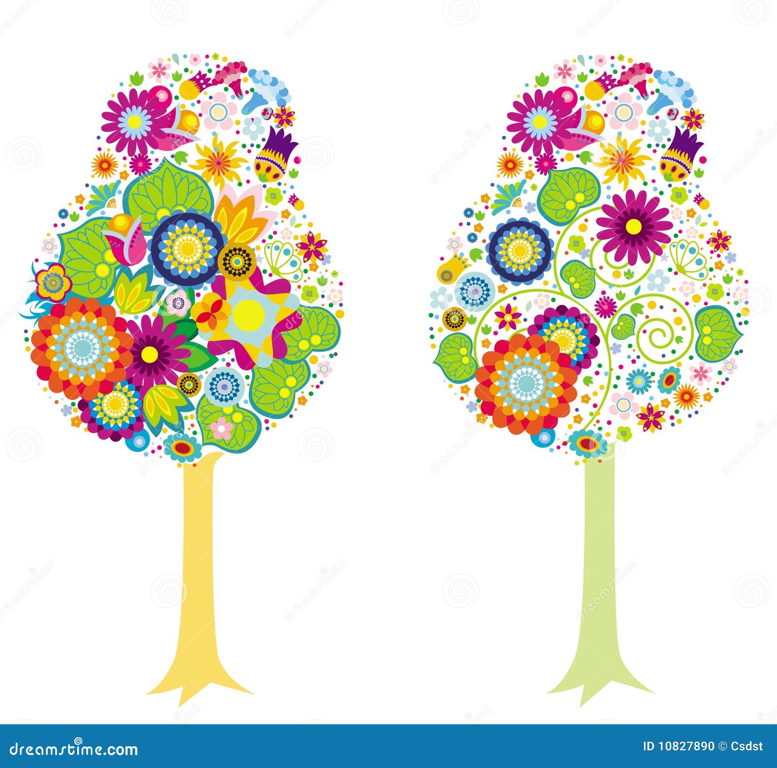 Floral tree stock vector. Illustration of rendering, yellow - 10827890