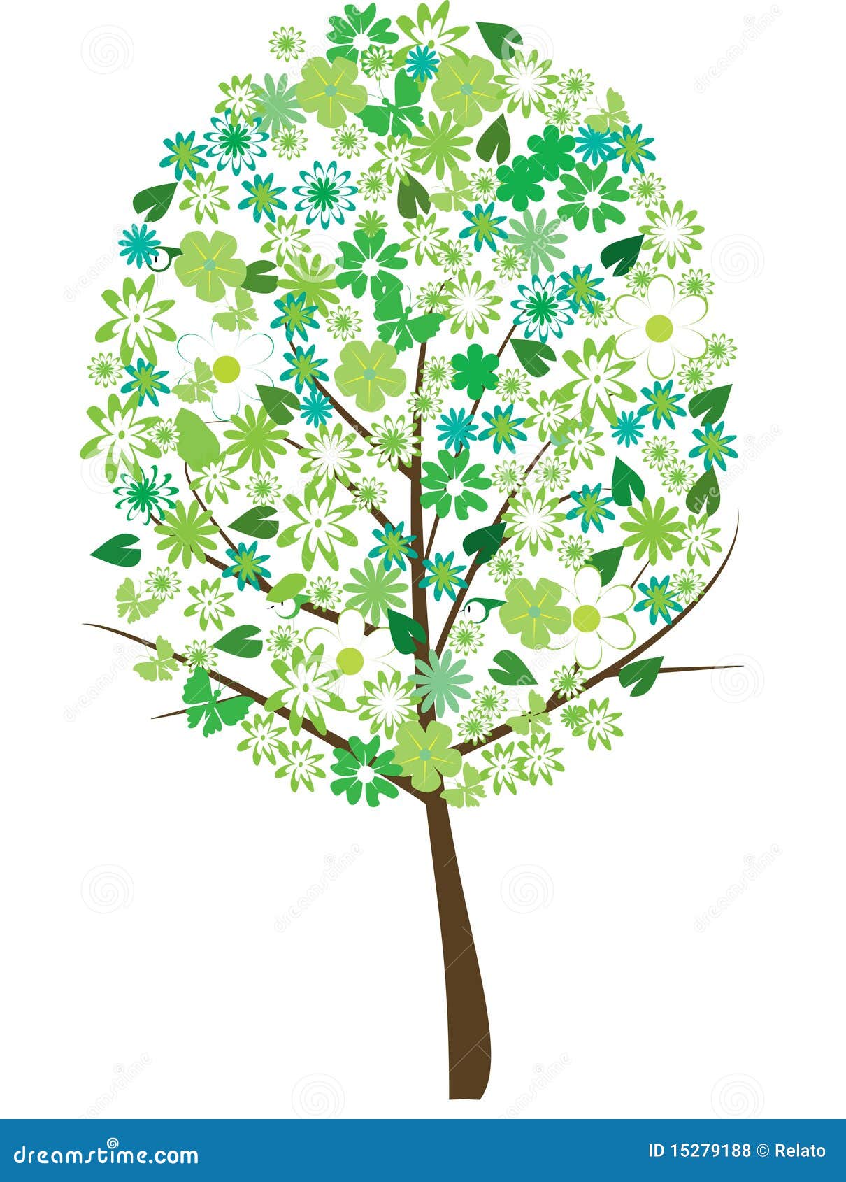 Floral tree stock vector. Illustration of summer, forest - 15279188