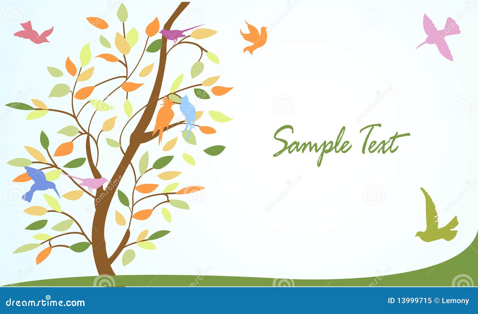 Floral Tree and Birds, Background, Wallpaper Stock Vector ...