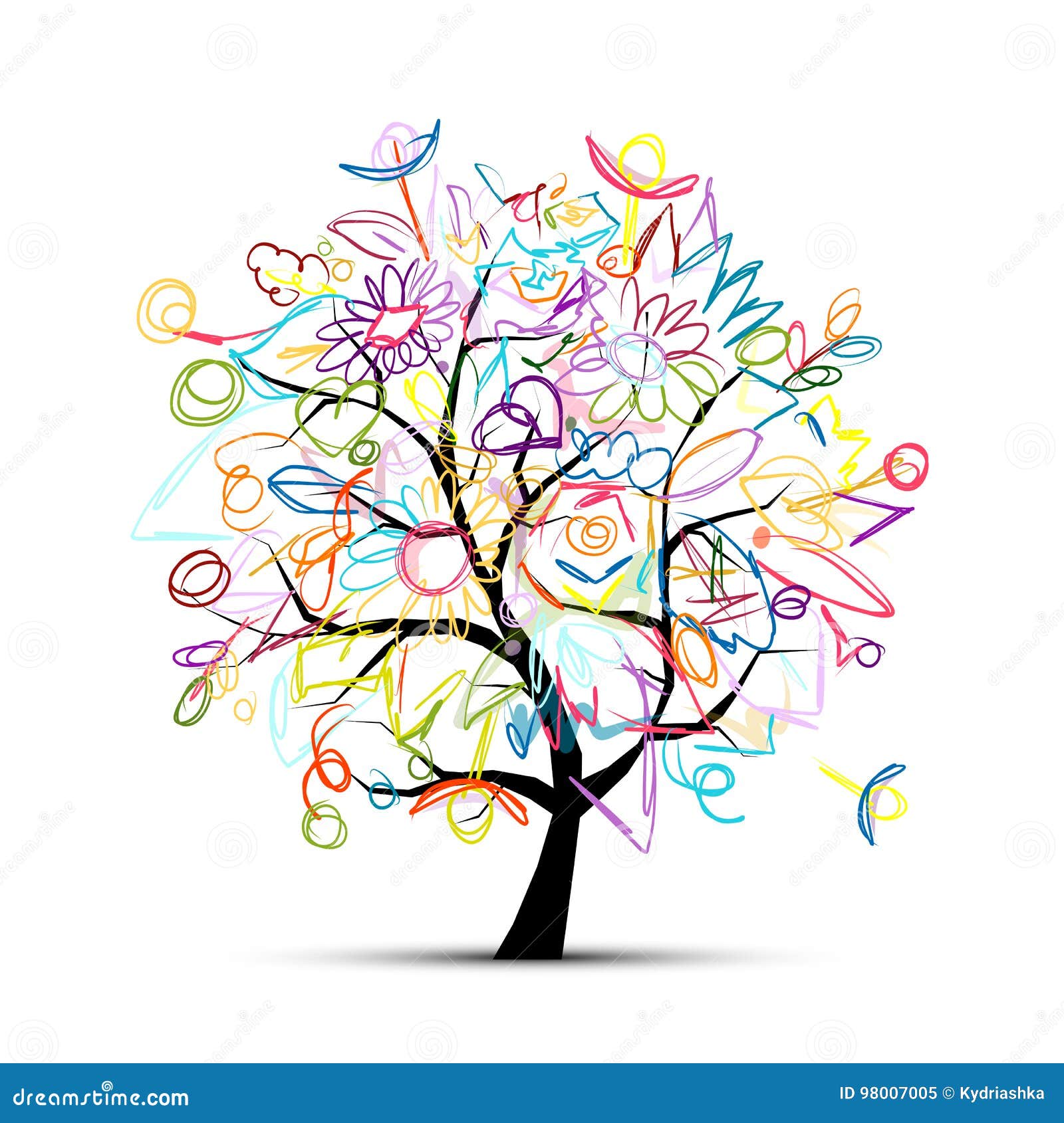 Floral Tree Colorful for Your Design Stock Vector - Illustration of ...