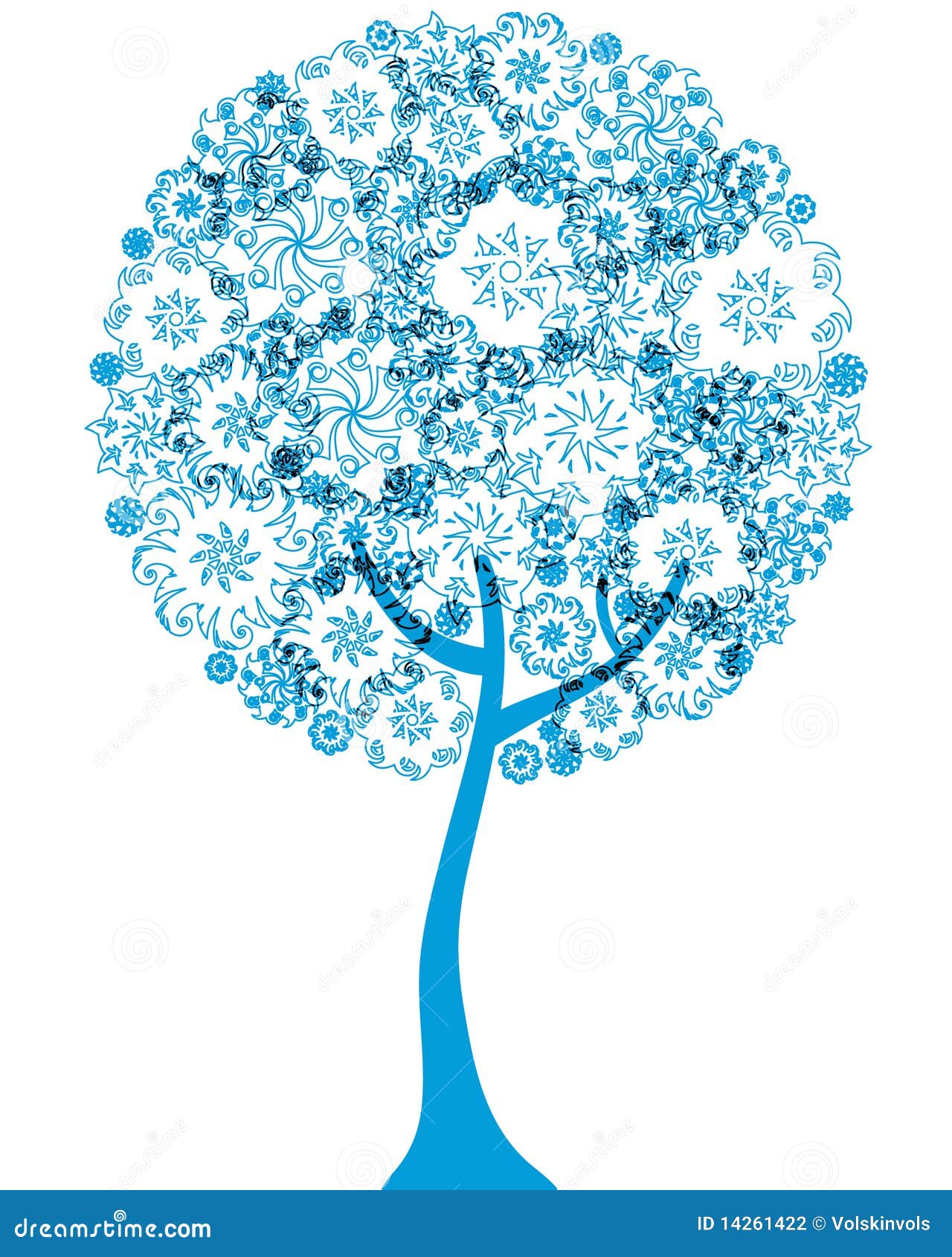 Floral Tree Outline Silhouette Stock Illustration - Illustration of ...