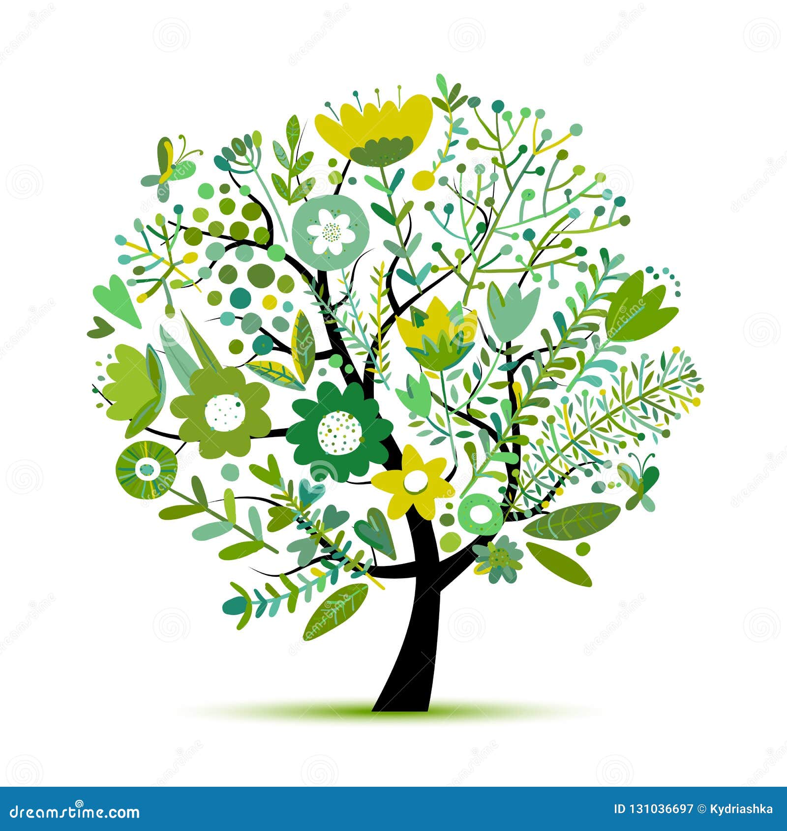 Floral Tree, Sketch for Your Design Stock Vector - Illustration of ...