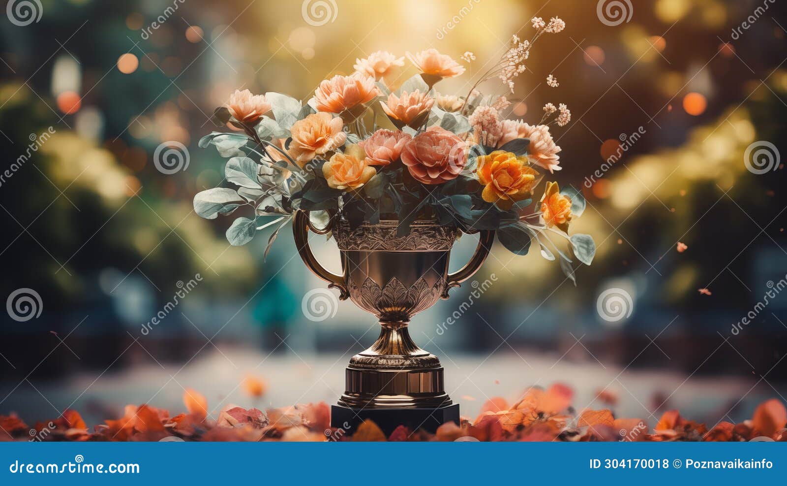 Floral Trophy at Awards Ceremony. Banner with Place for Text Stock ...