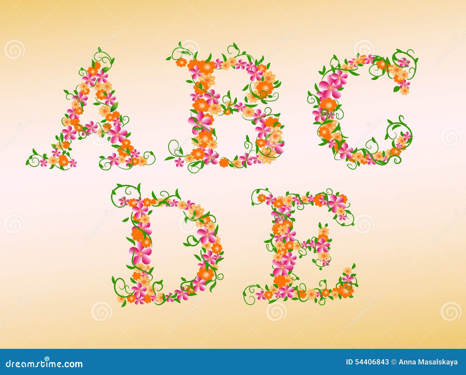 Floral Type for Your Design. Stock Vector - Illustration of decoration ...