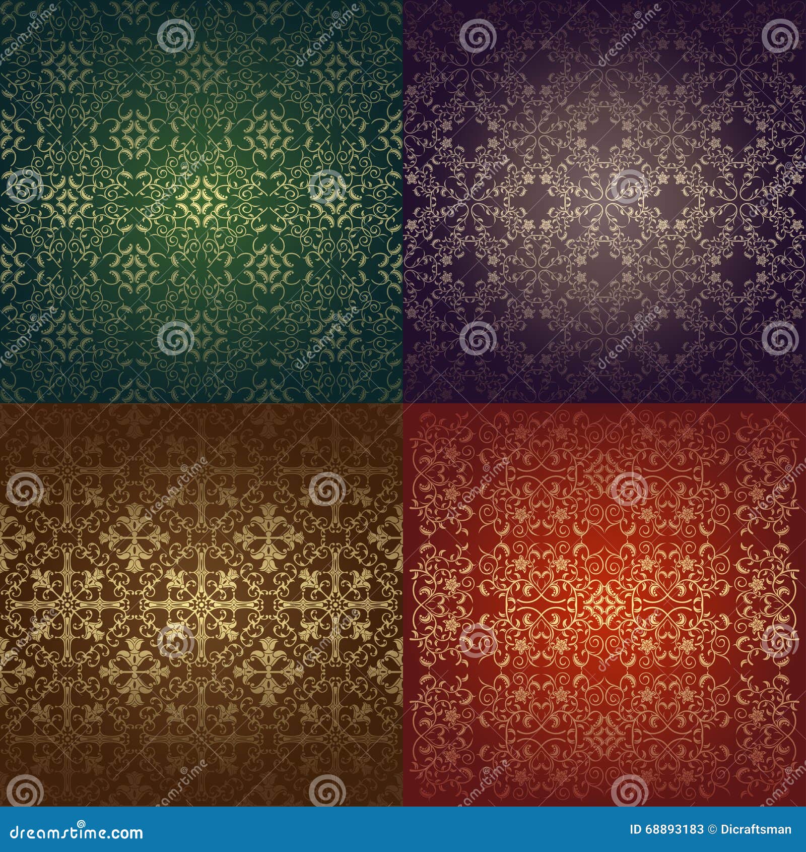 Floral Vector Baroque Background Design Set Stock Vector - Illustration ...