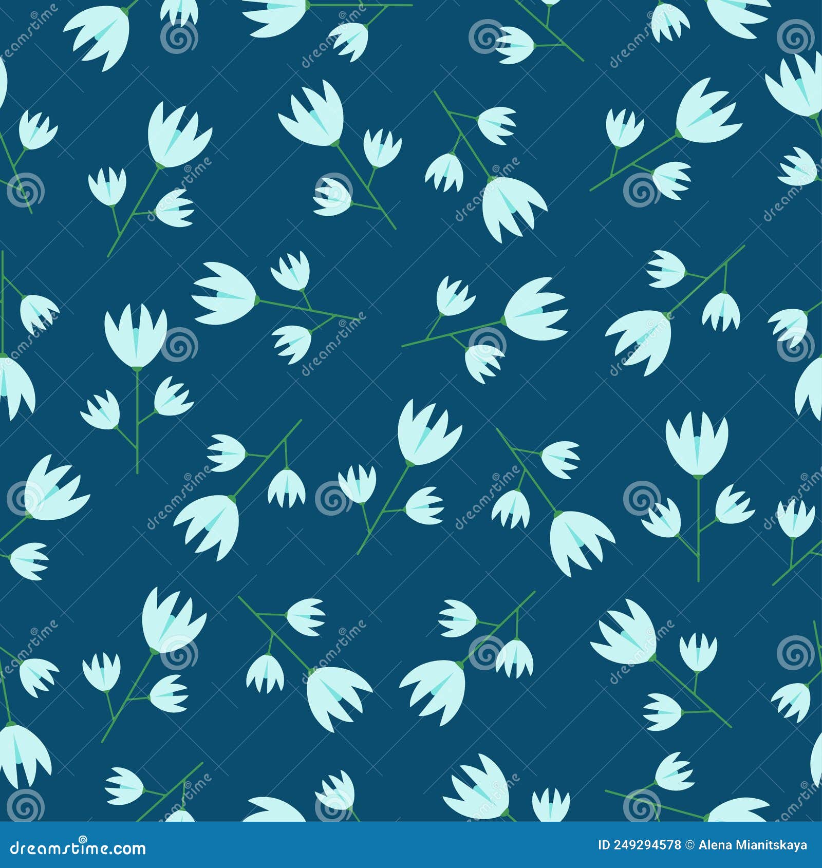 Floral Vector Blue Flowers Seamless Pattern Stock Vector - Illustration ...