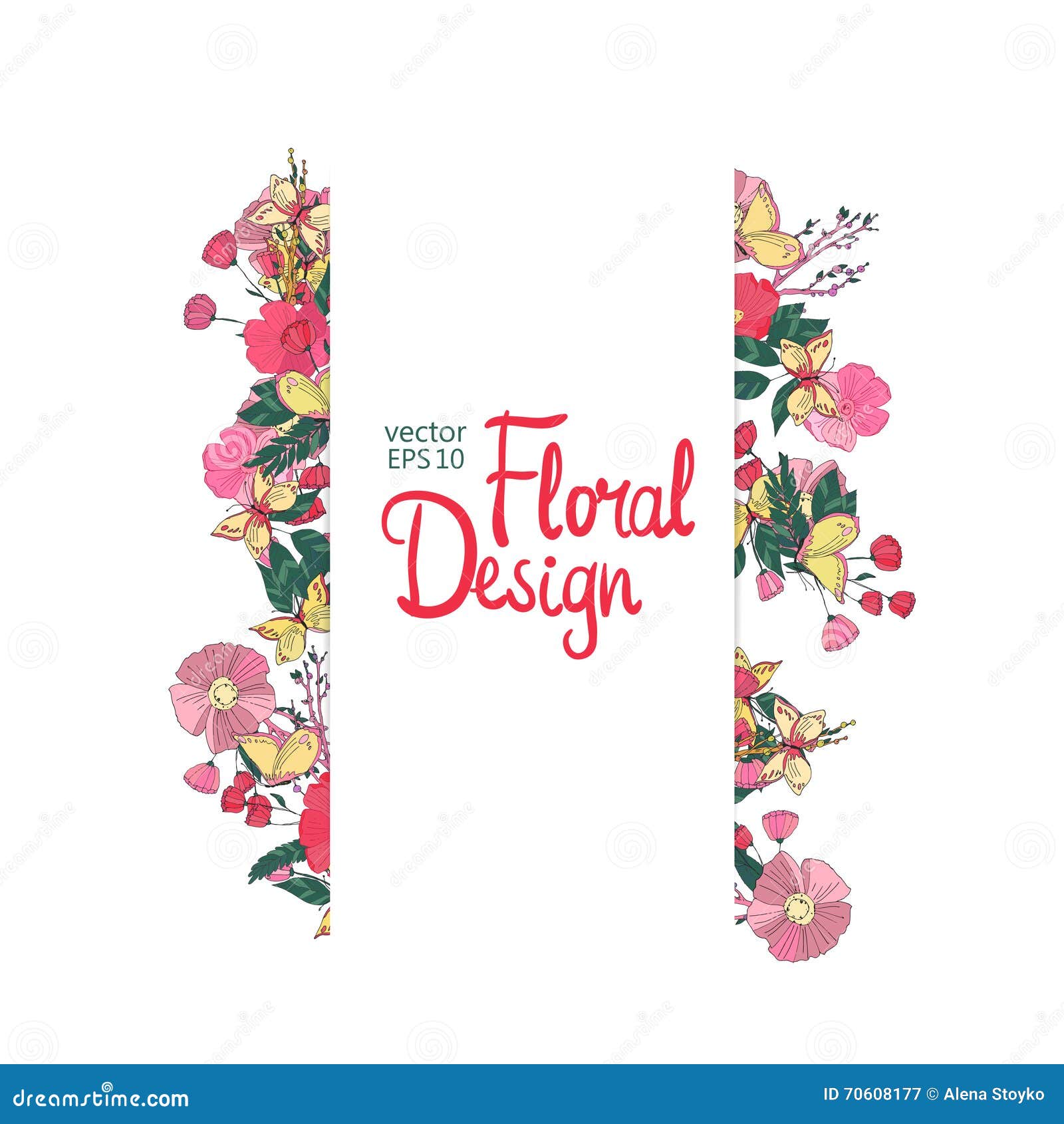 Floral vector border stock vector. Illustration of handdrawn - 70608177