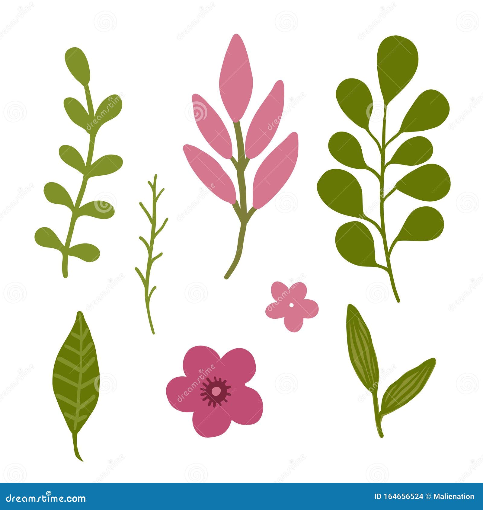 Floral Vector Elements. Decorative Isolated Leaves for Spring Design ...