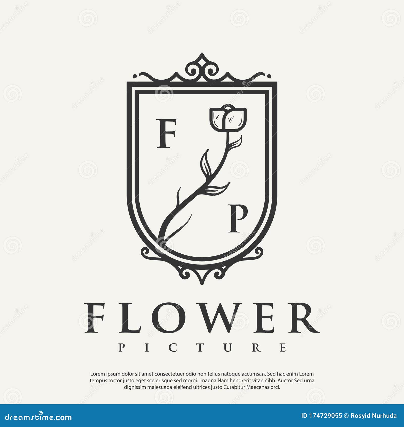 Floral Vector Logo with a Fancy Frame Stock Vector - Illustration of ...