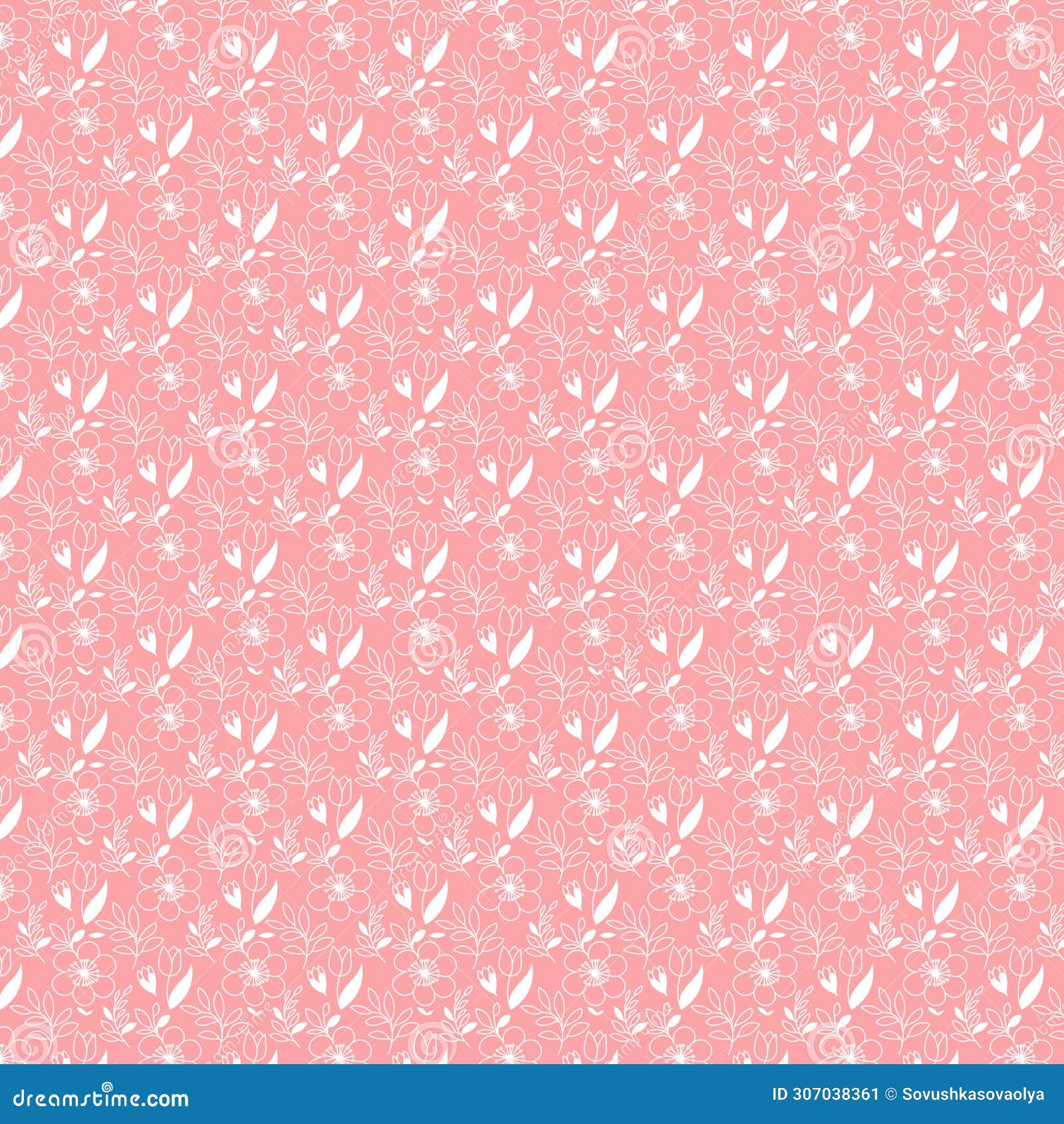 Floral Vector Pattern on Pink Background Stock Illustration ...
