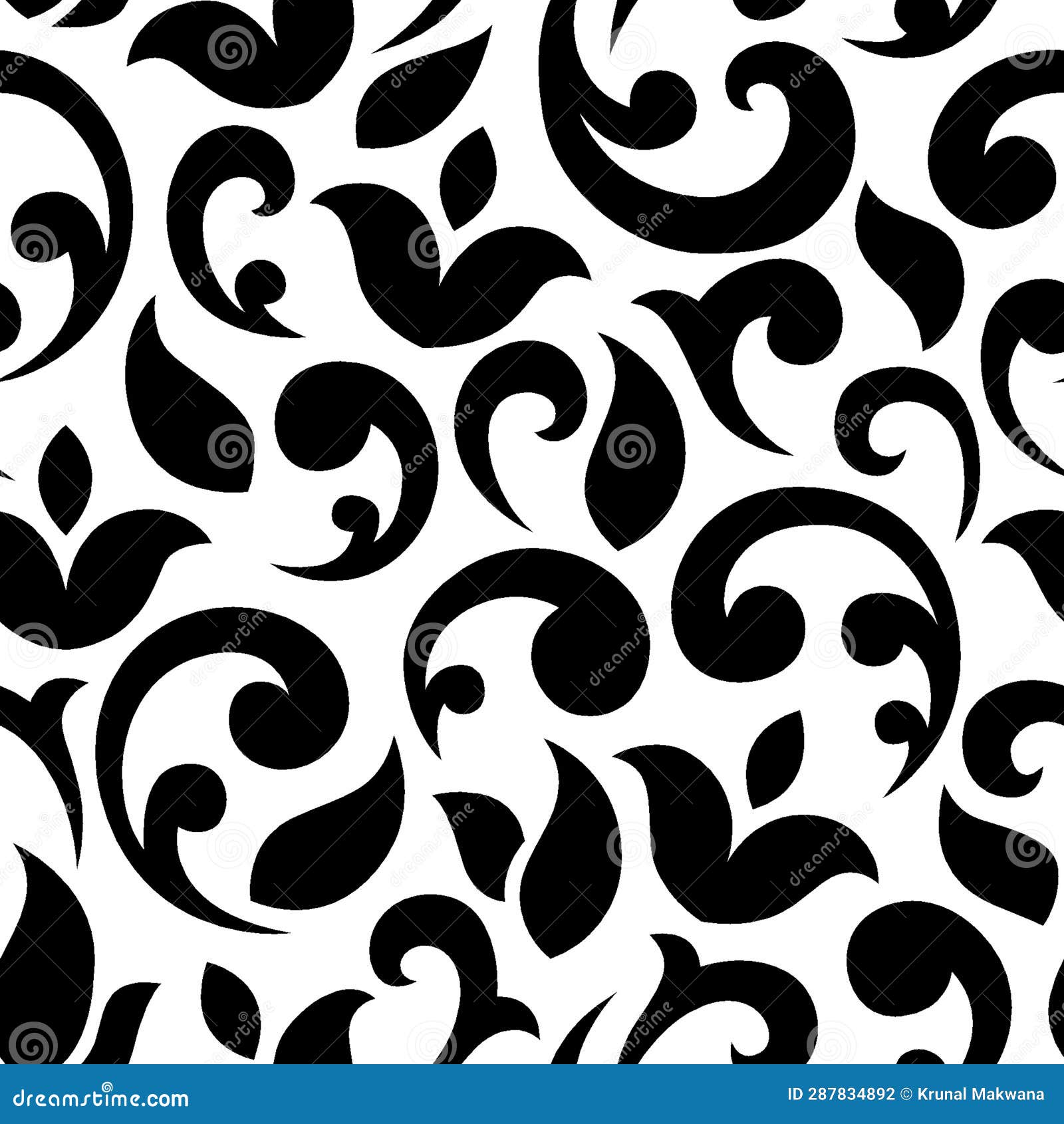 Floral Vector Seamless Black and White Pattern Design and Backgrounds ...