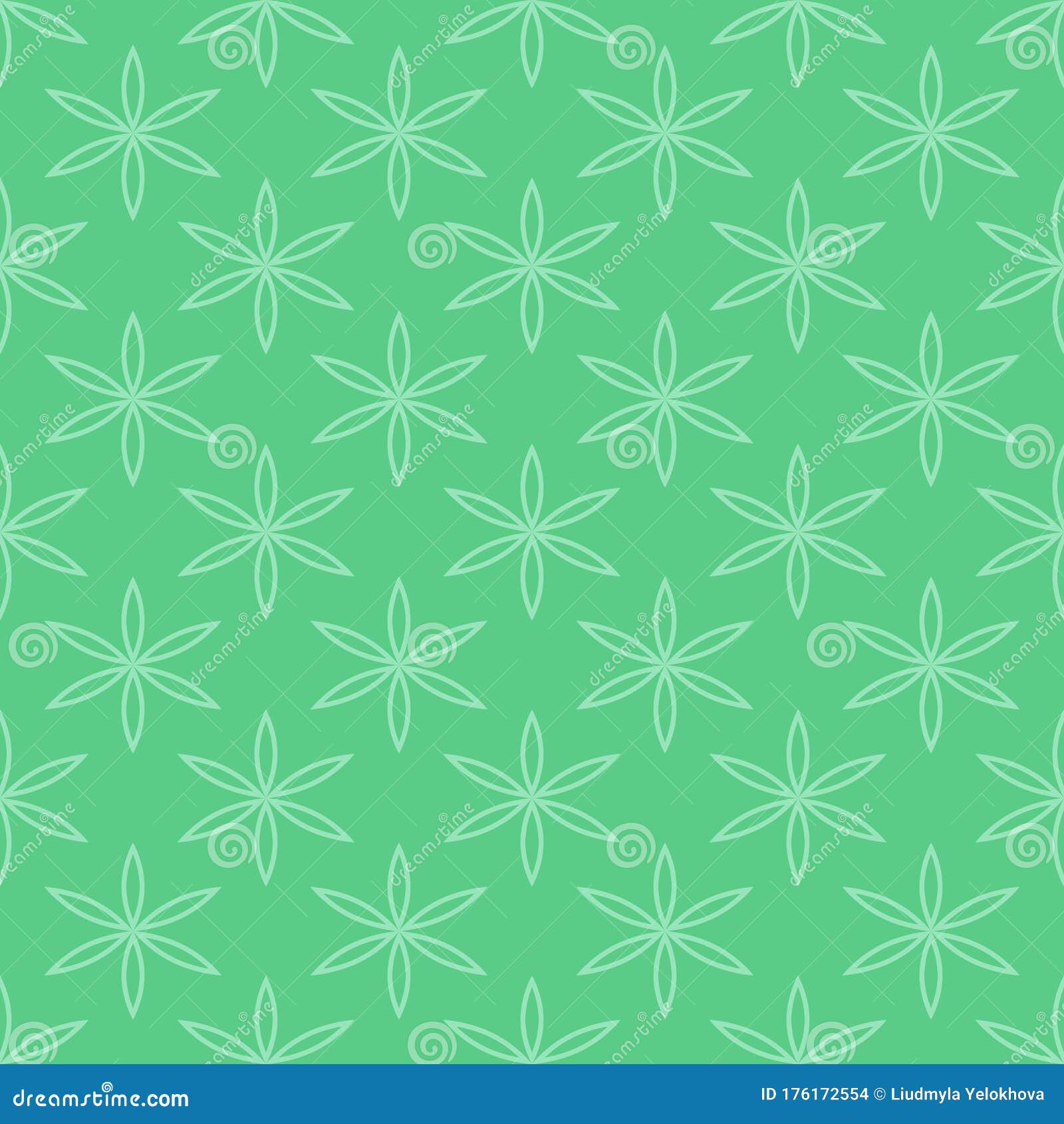 Floral Vector Seamless Pattern in Green Color Stock Illustration ...
