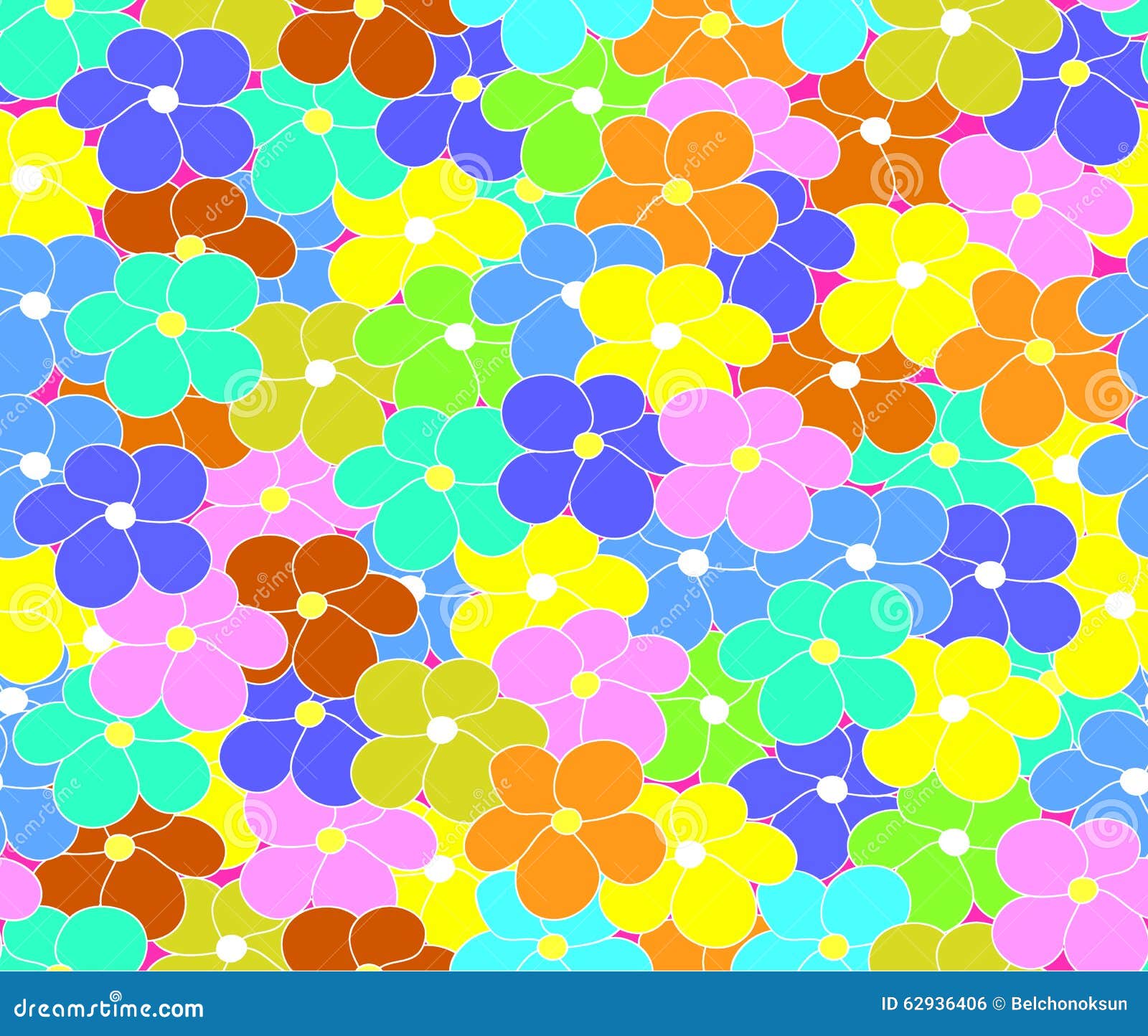 Floral Vector Seamless Pattern with Multicolored Daisy Flowers Stock ...
