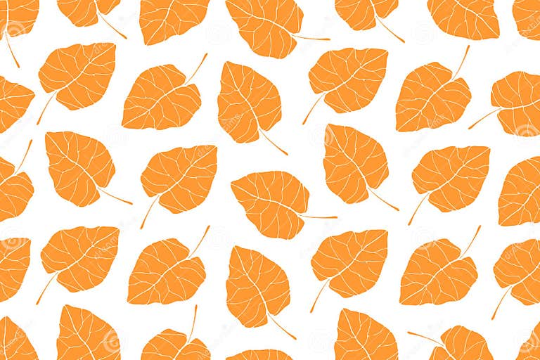 Floral Vector Seamless Pattern with Orange Leaves. Stock Vector ...