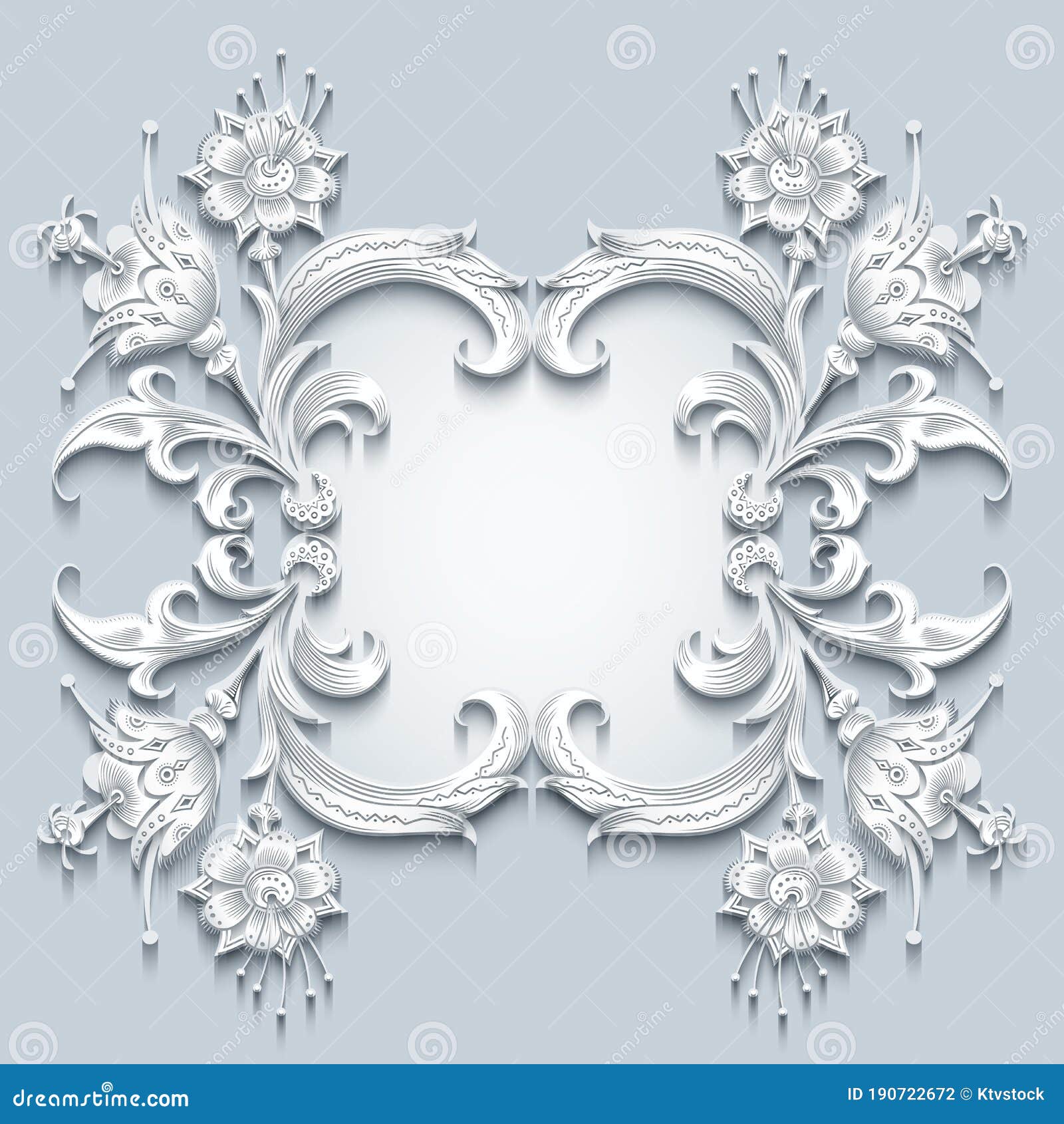 Floral Vector Vintage Border Stock Vector - Illustration of garden ...