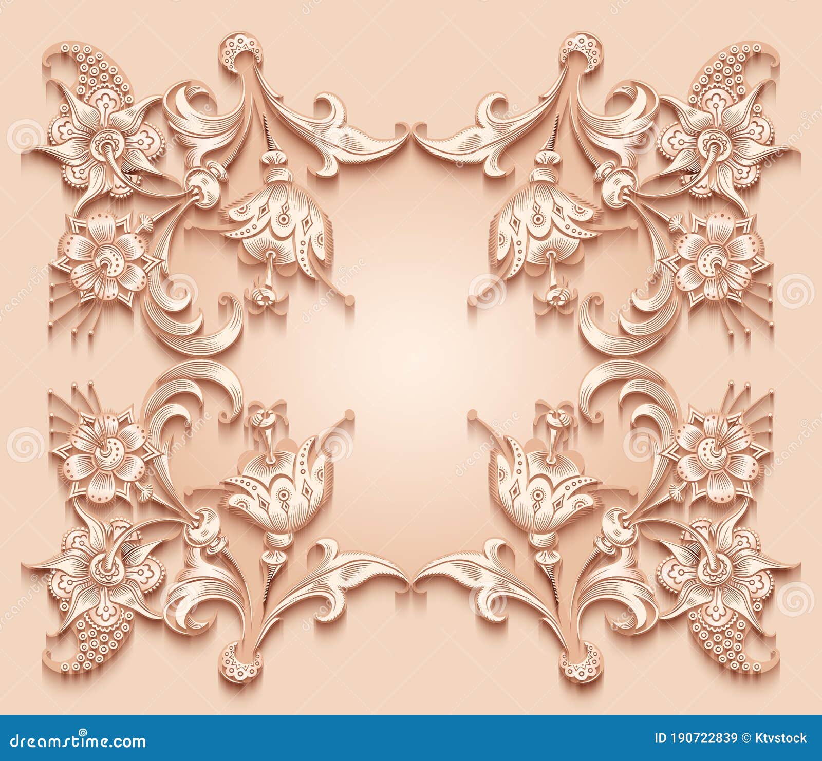 Floral Vector Vintage Border. Stock Vector - Illustration of design ...